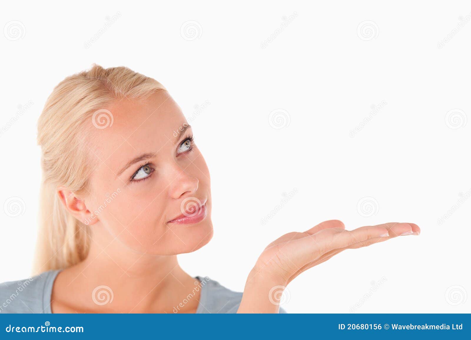 Cute Woman Showing Copyspace Stock Photo - Image of happy, fashion ...