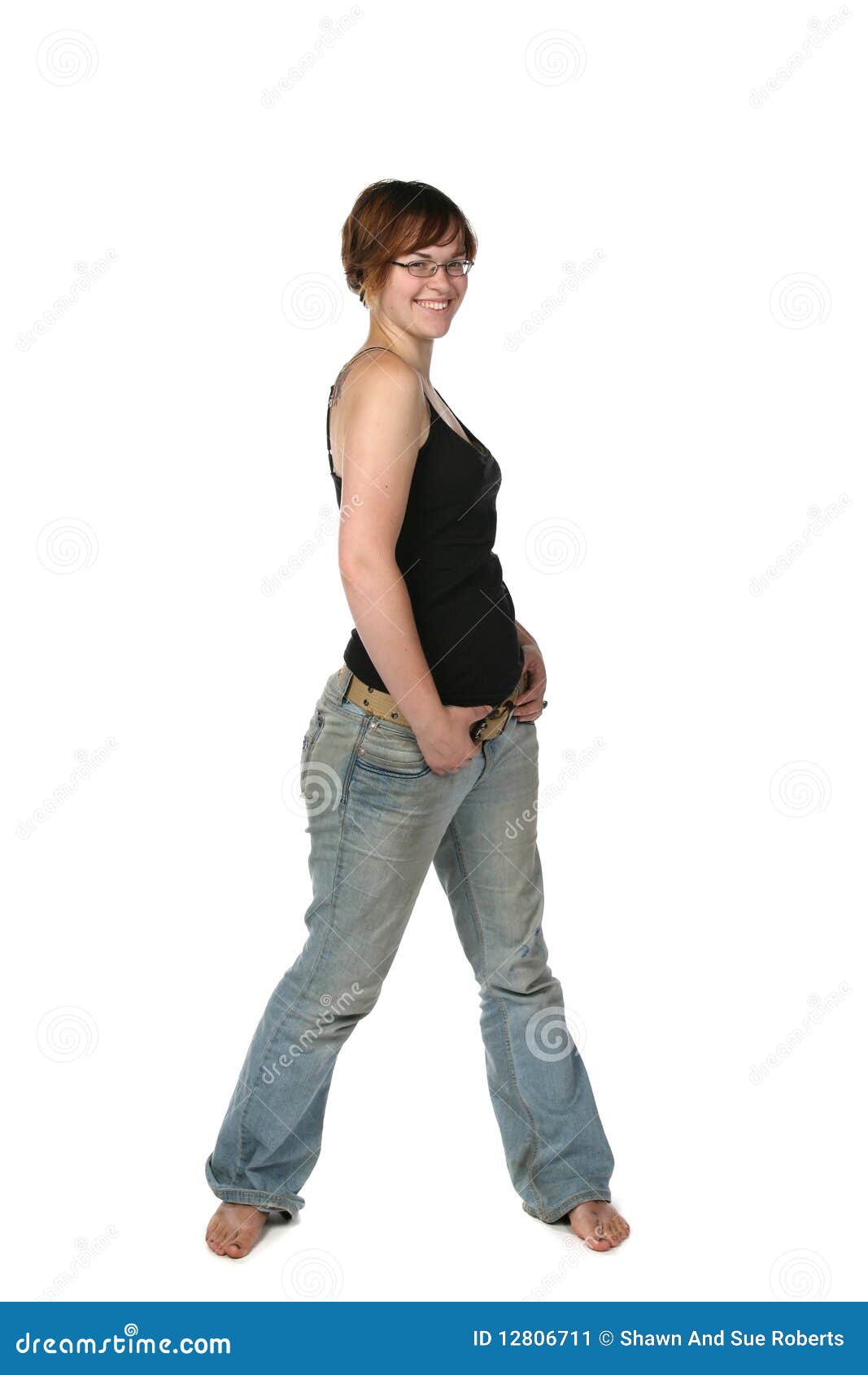 Cute Woman Smiling and Showing Bare Shoulder Stock Image - Image of ...