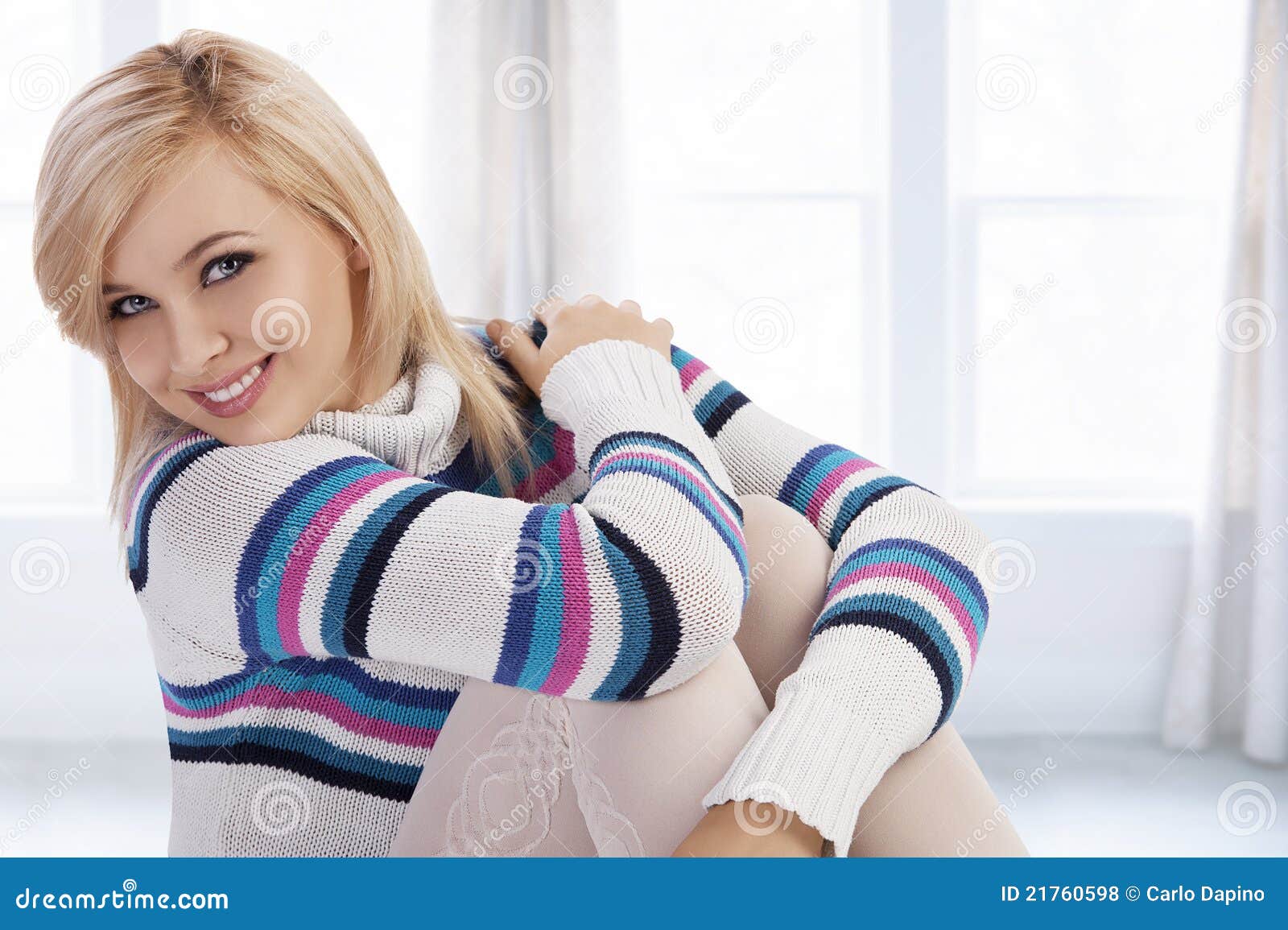 Cute Woman with Wool Sweater Posing Stock Photo - Image of gorgeous ...