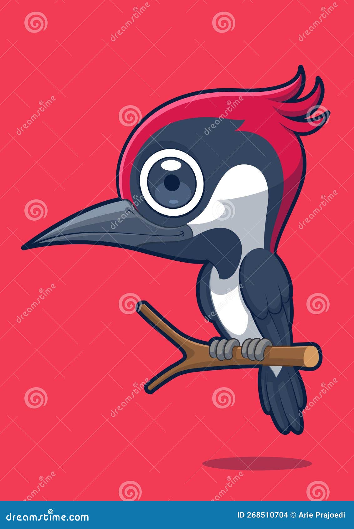 Woodpecker Bird Animal Coloring Page For Kids Cartoon Vector ...