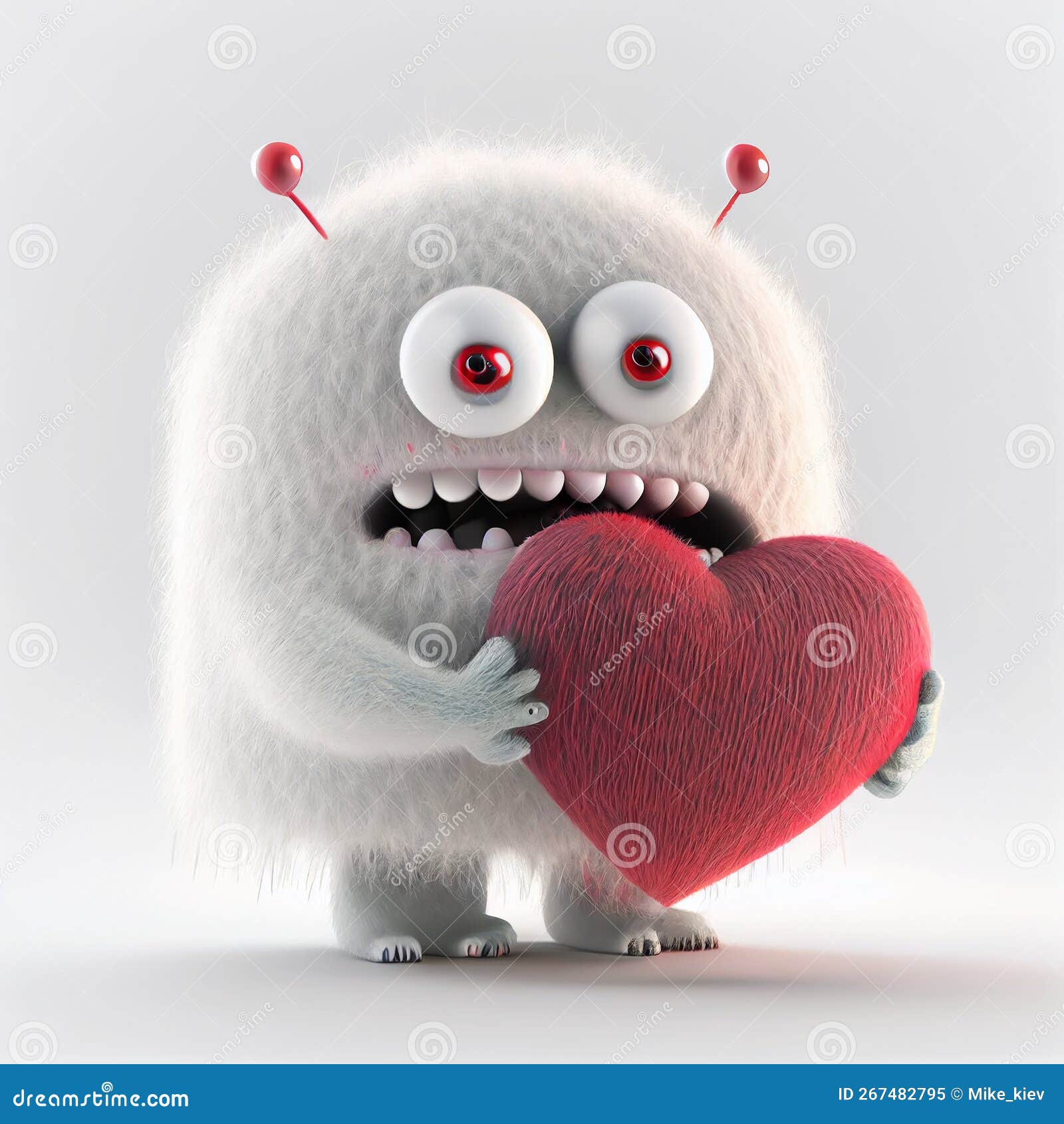 Cute Wool Monster with Heart Stock Illustration - Illustration of ...