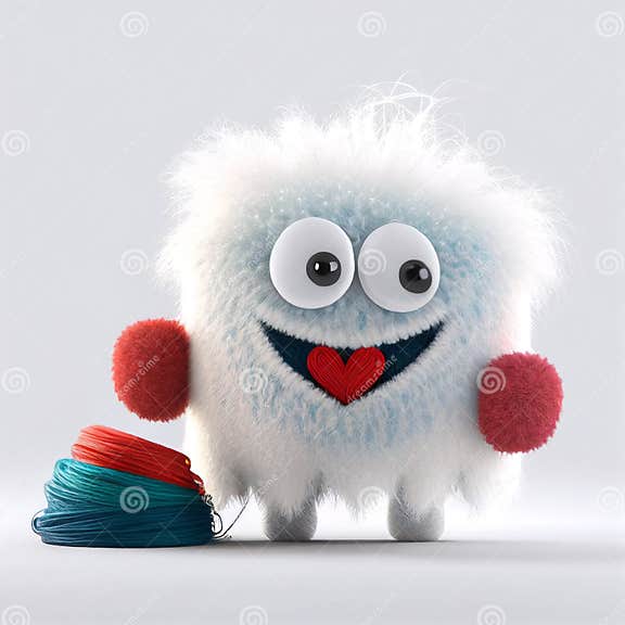 Cute Wool Monster with Heart Stock Illustration - Illustration of ...