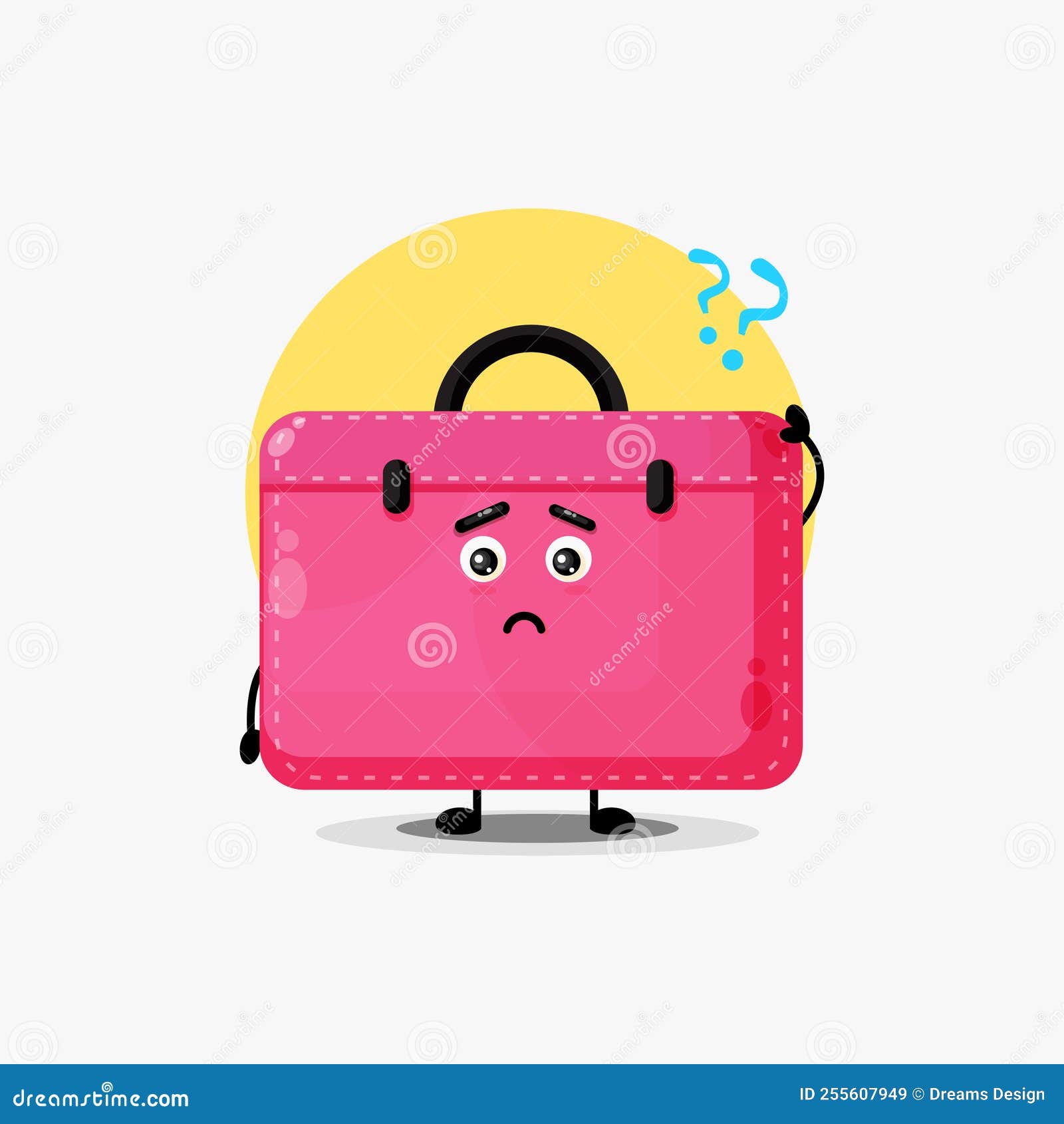 Cute Work Bag Character Confused Stock Vector - Illustration of ...