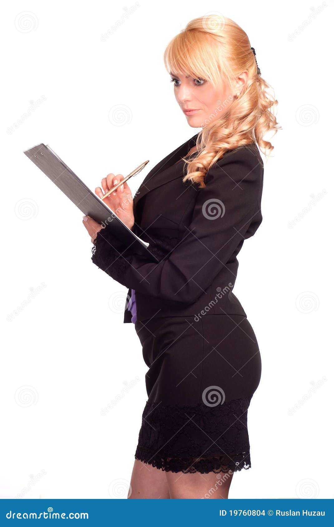 Cute worker stands stock photo. Image of beautiful, modeling - 19760804