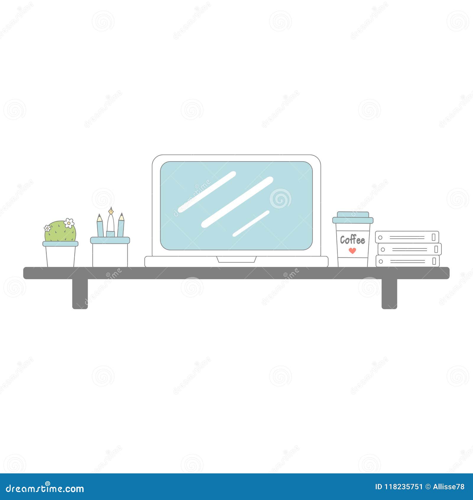 Cute Workplace Vector Illustration Stock Vector - Illustration of ...