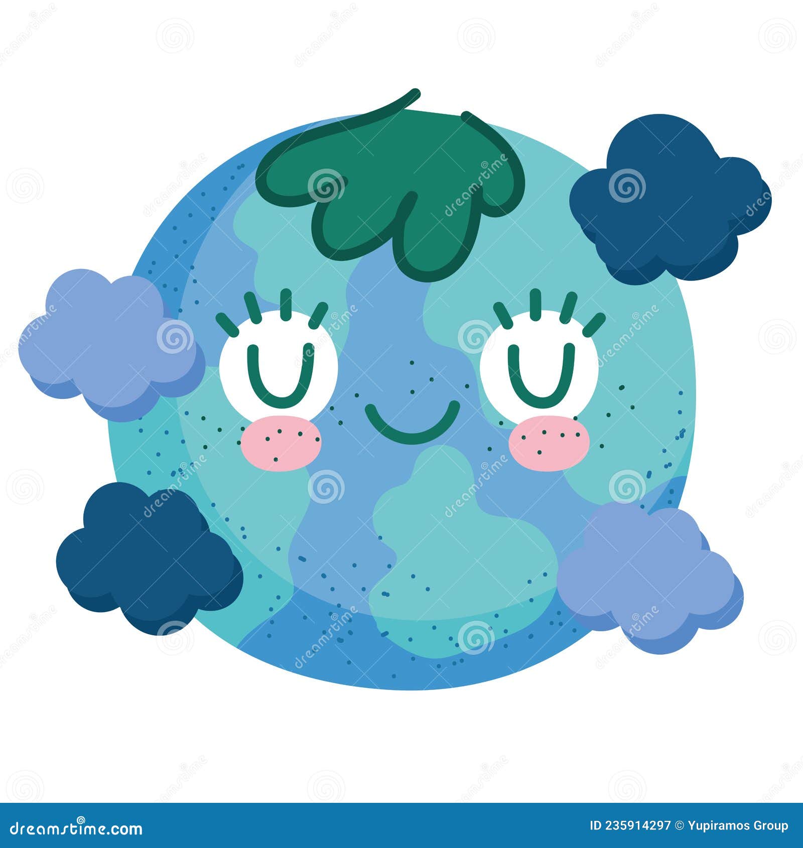 Cute world and clouds stock vector. Illustration of drawing - 235914297