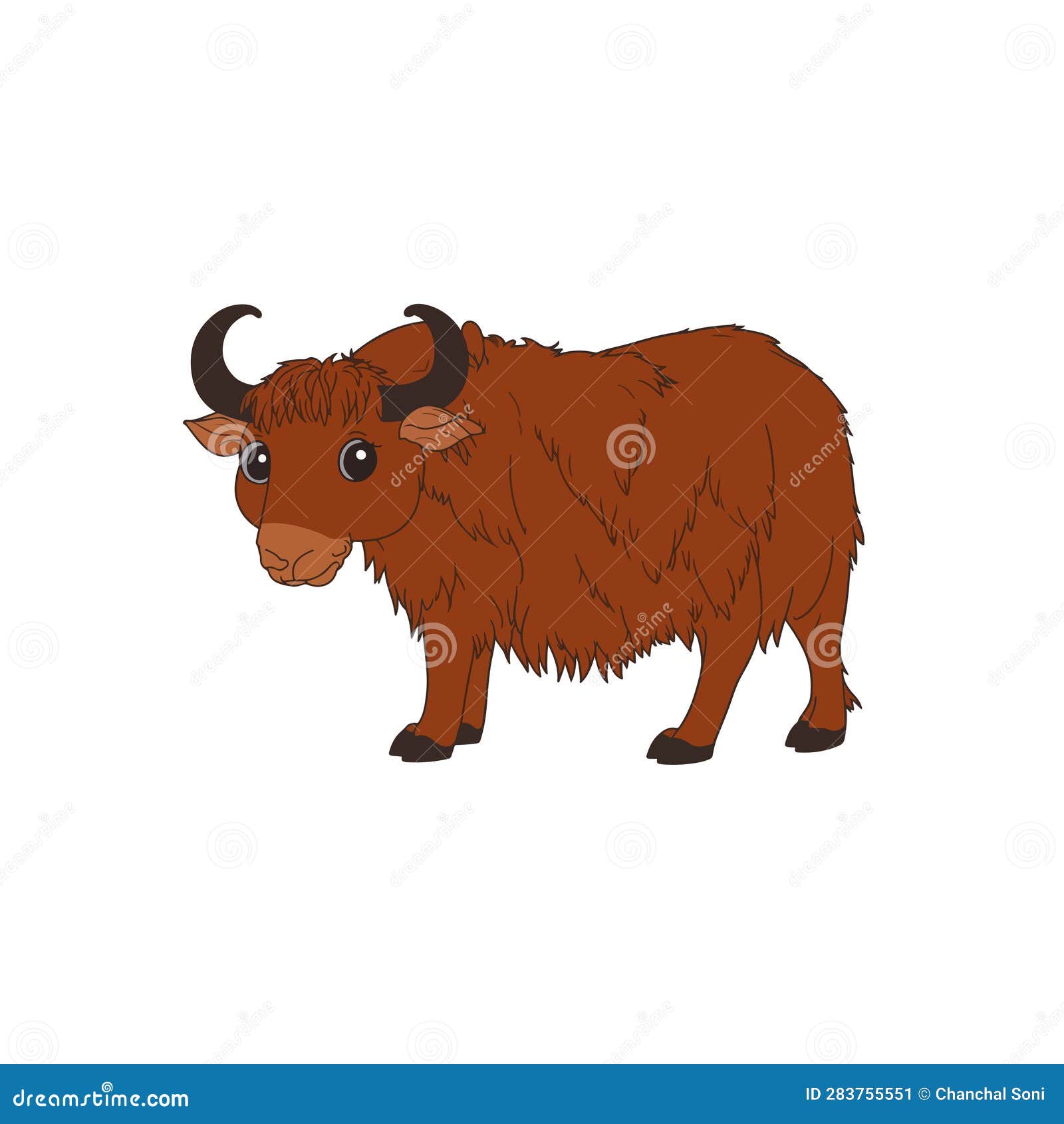 Cute Yak Cartoon Vector Design Stock Illustration - Illustration of ...