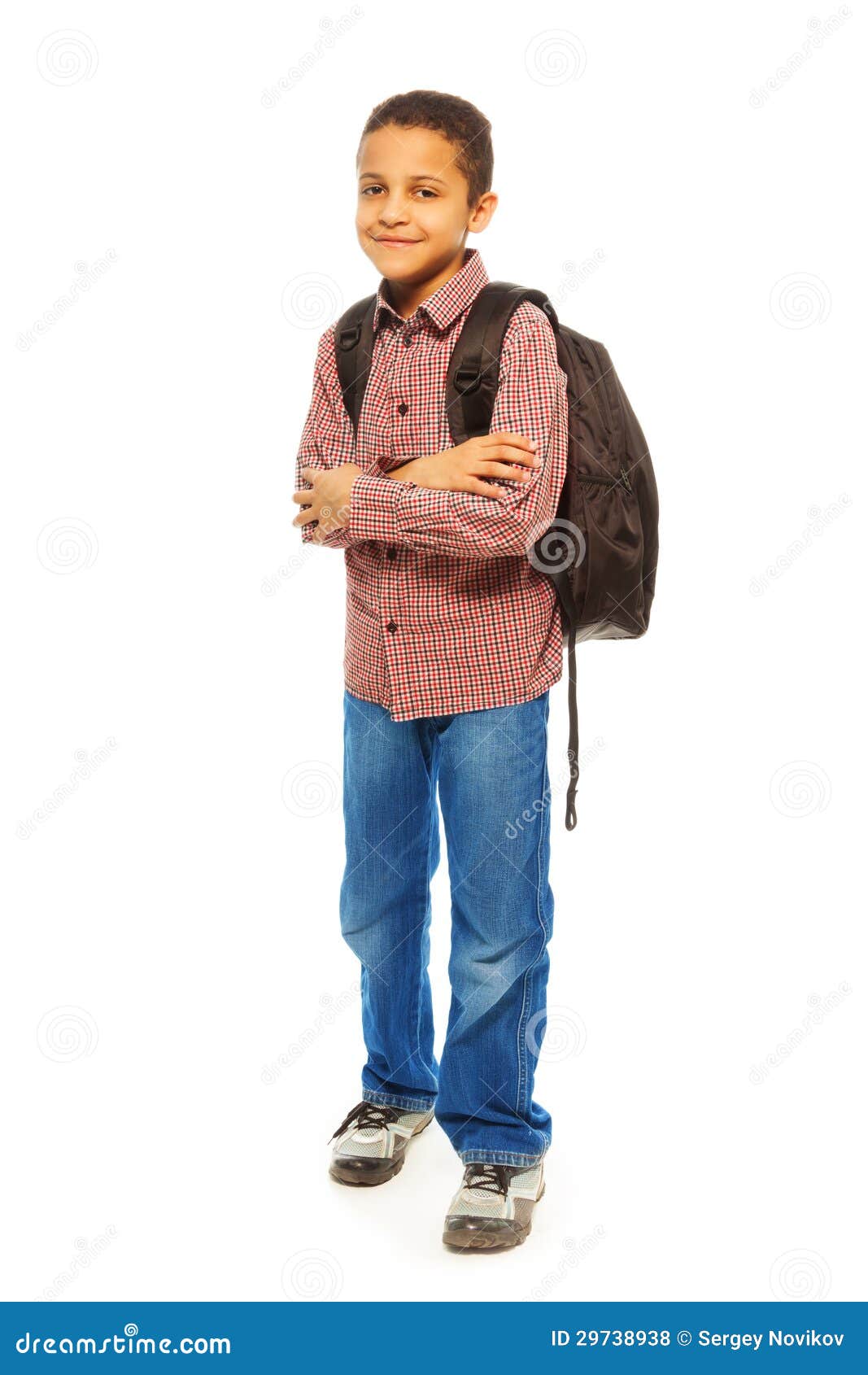 Black Schoolboy with Backpack Stock Photo - Image of child, formal ...
