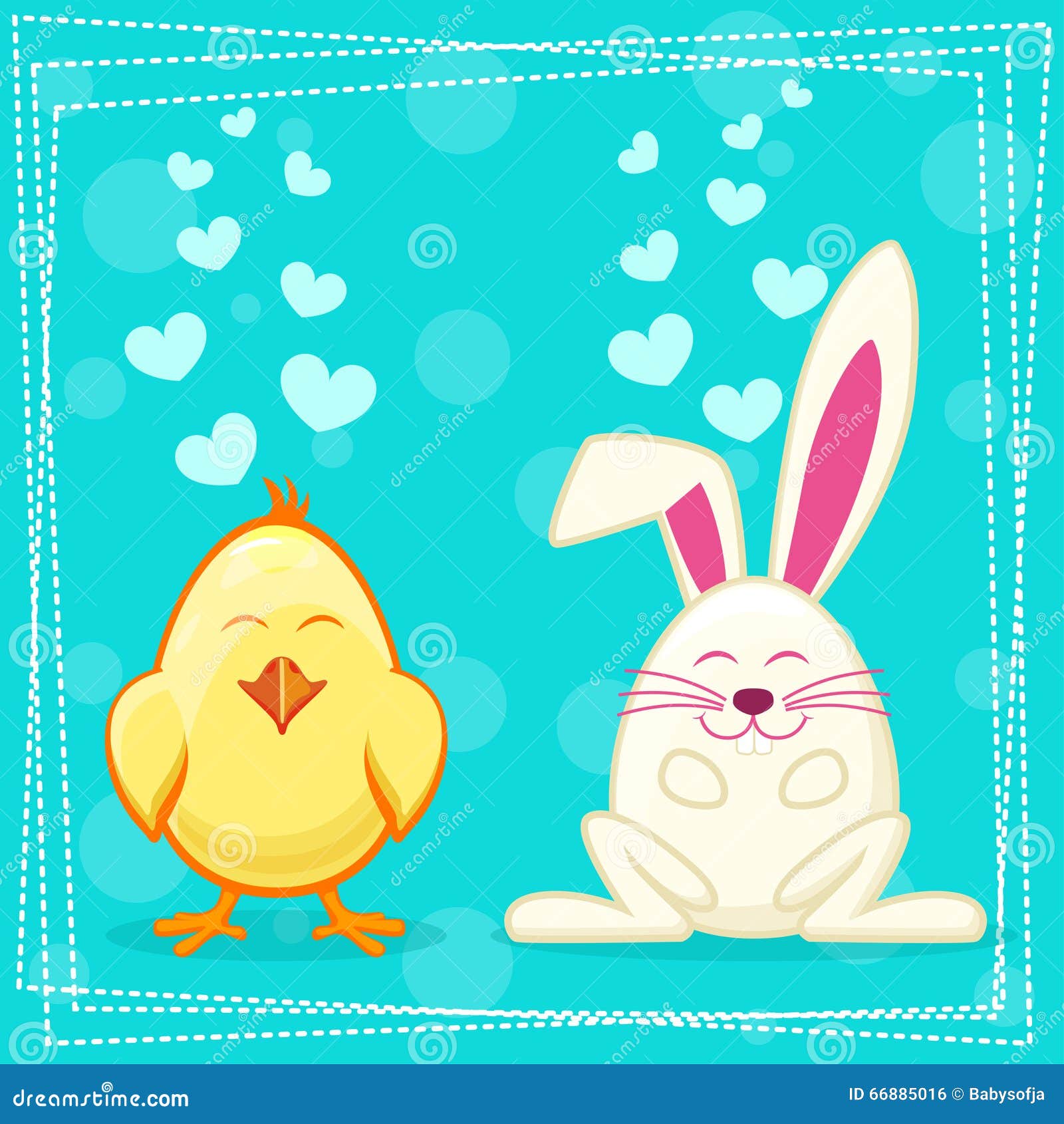 Cute Yellow Cartoon Chicken and Rabbit Stock Vector - Illustration of ...