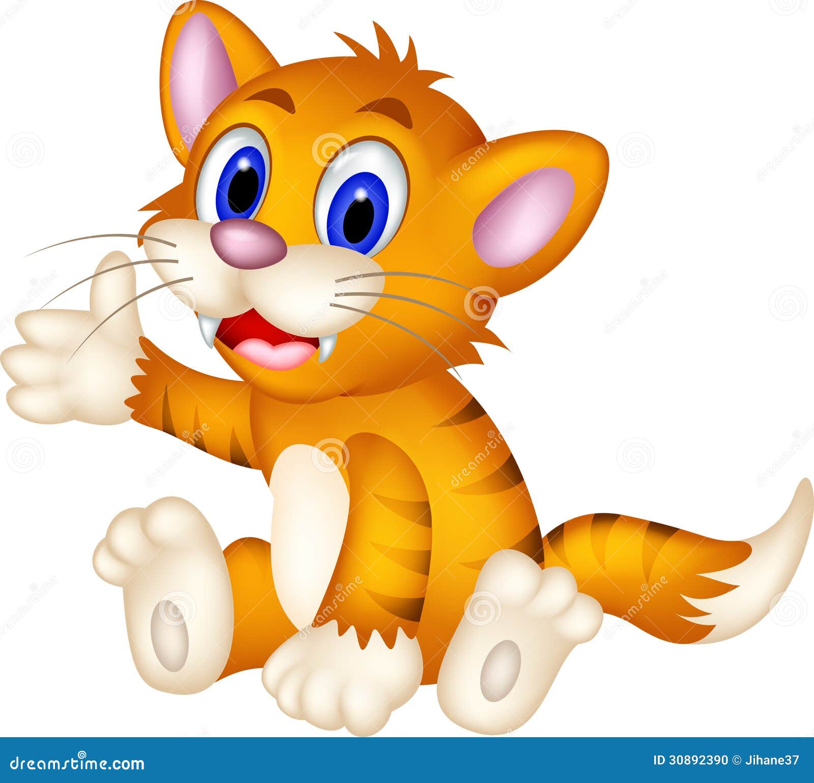 Cute yellow cat cartoon stock illustration. Illustration of happiness ...