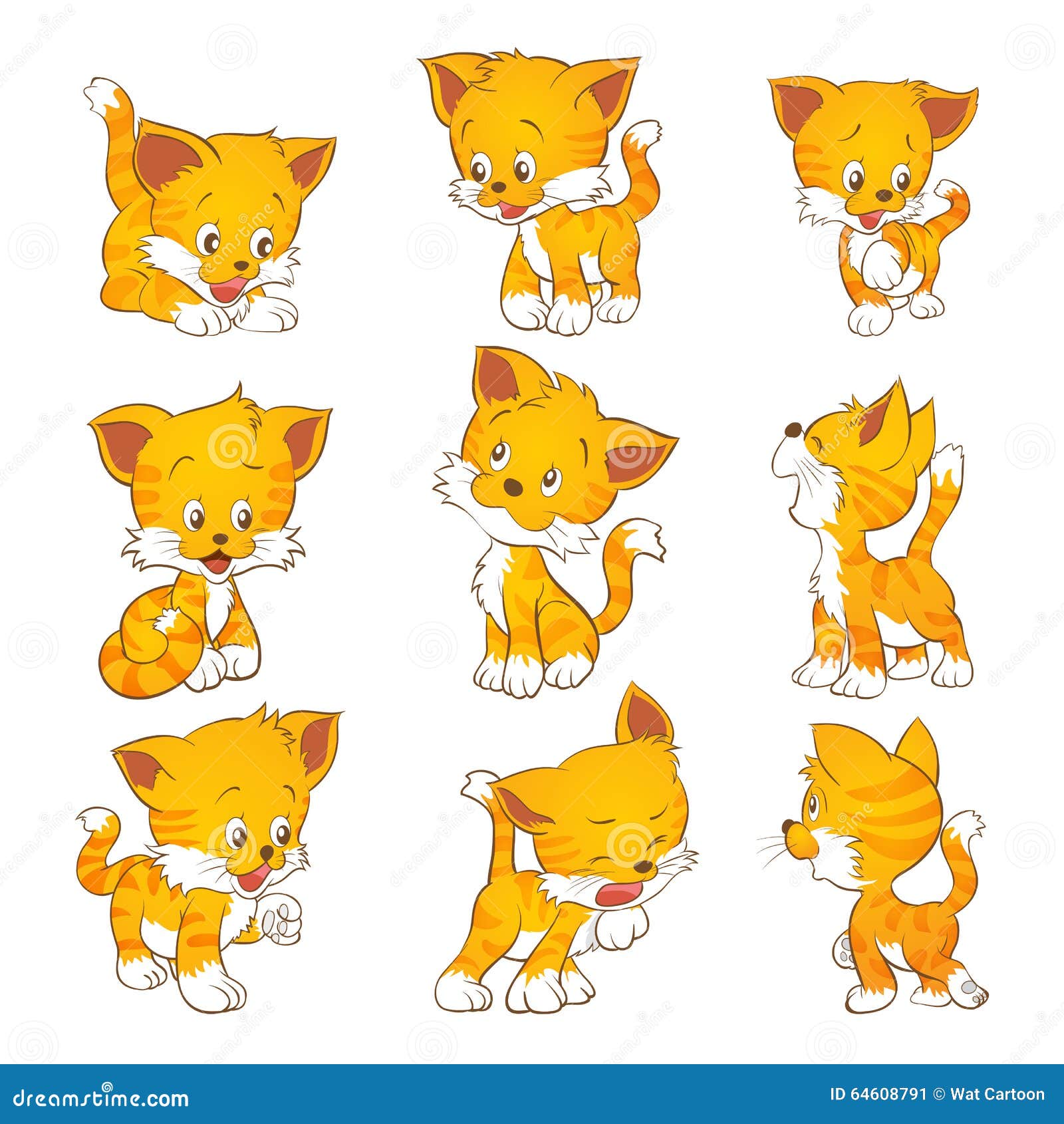 Cute yellow cat stock vector. Illustration of actioncat - 64608791