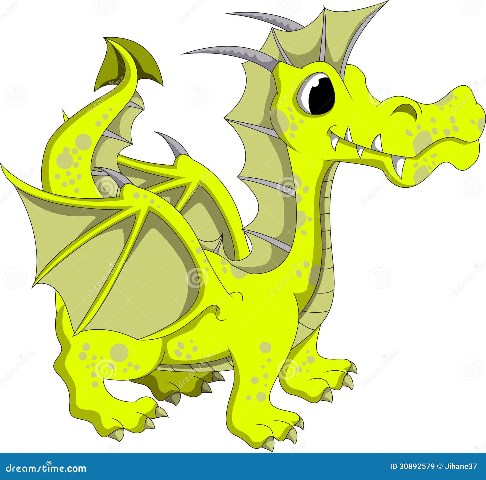 Cute yellow dragon cartoon stock illustration. Illustration of draw ...