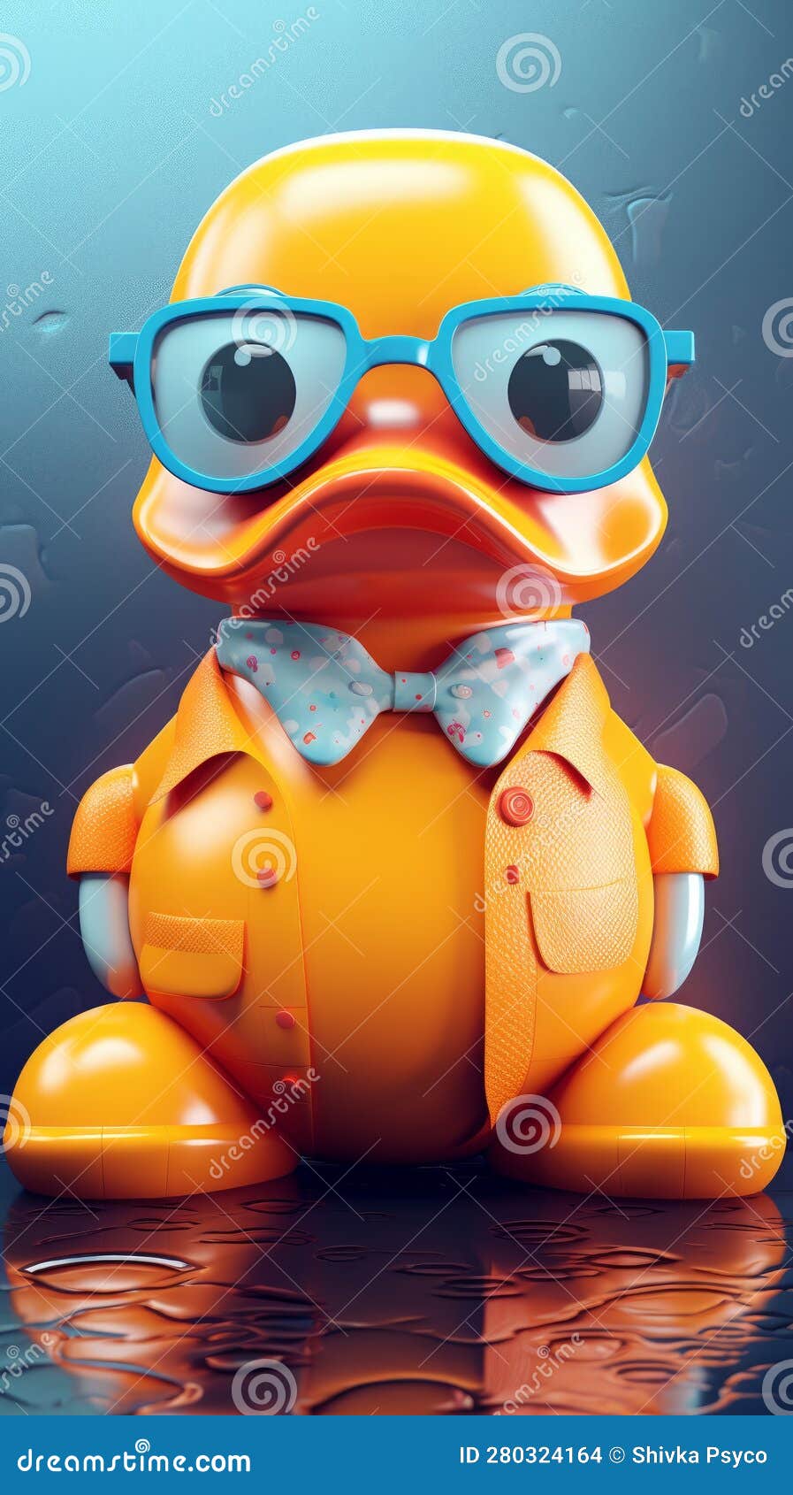 A Cute Yellow Duck Character Wearing Spectacles Generative AI Stock ...