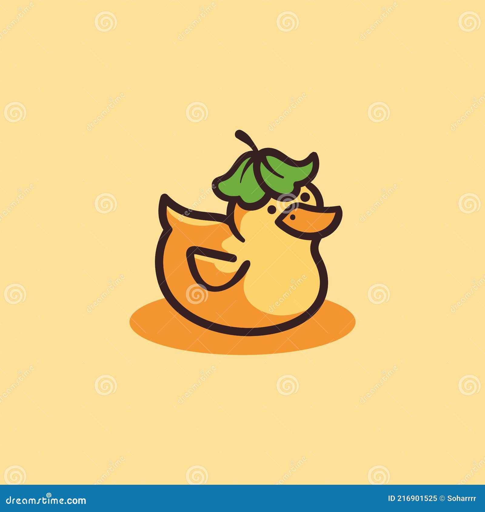 Cute Yellow Duck Wearing Clover Leaf Hat Vector Illustration Stock ...