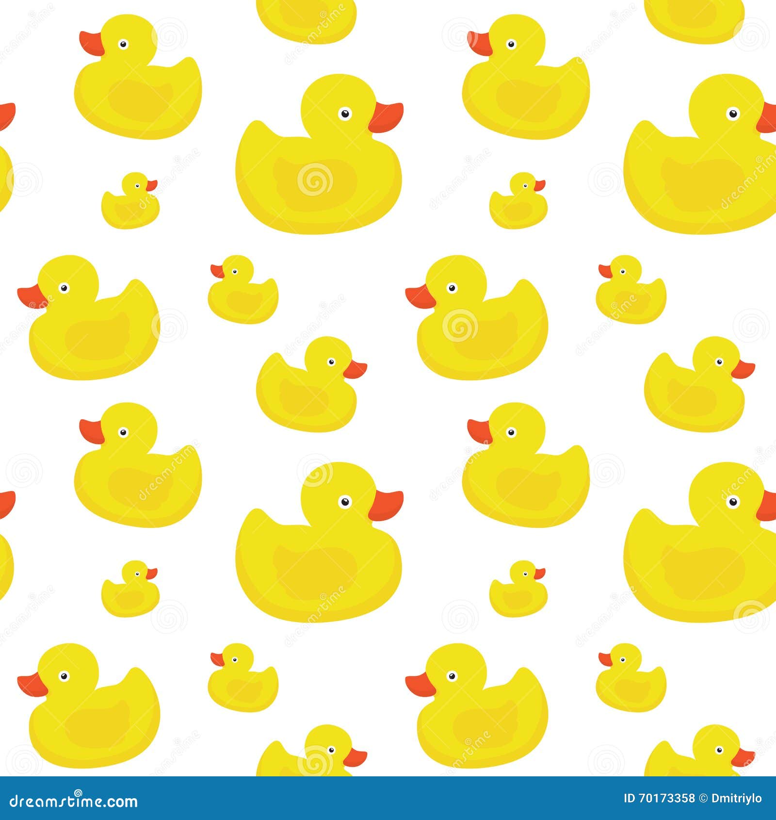 Cute Yellow Ducks Seamless Vector Pattern on White Background Stock ...