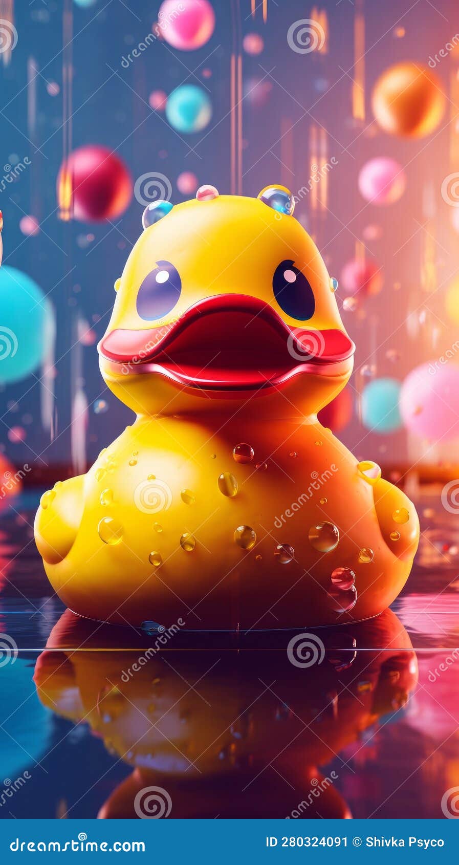 A Cute Yellow Ducky Generative AI Stock Illustration - Illustration of ...