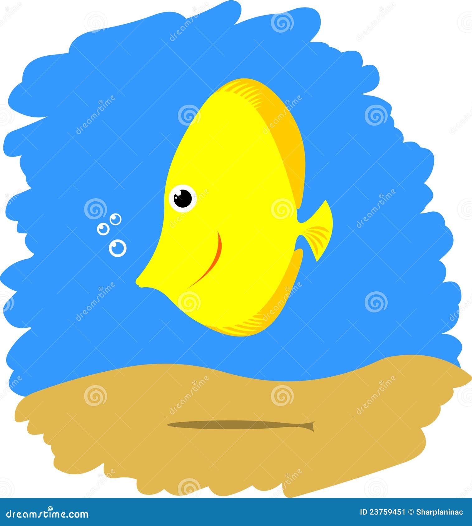Cute yellow fish stock vector. Illustration of light - 23759451