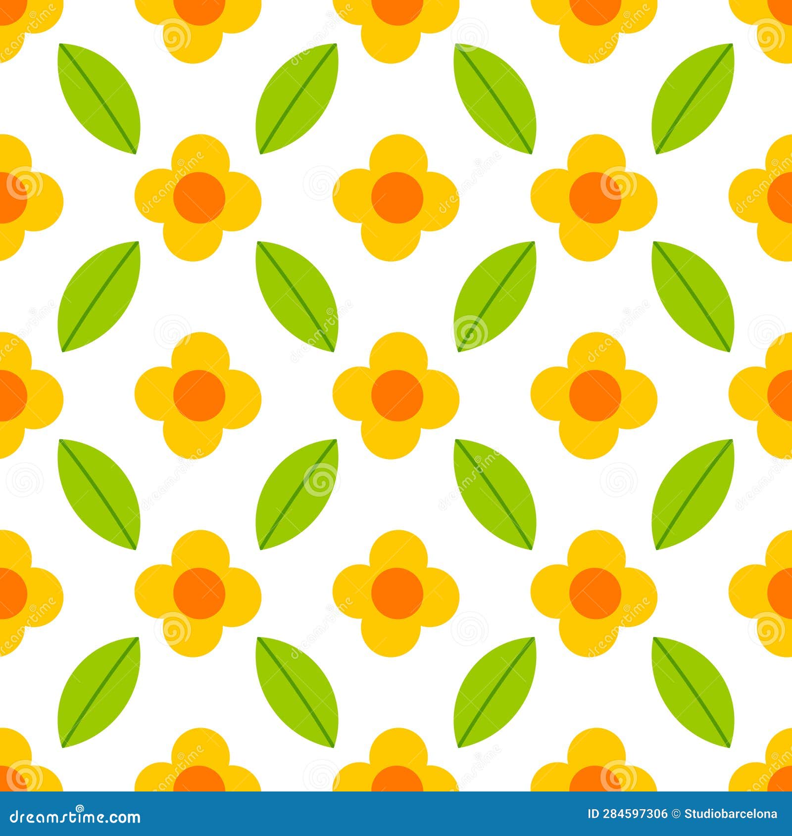 Cute yellow flower pattern stock vector. Illustration of cute - 284597306