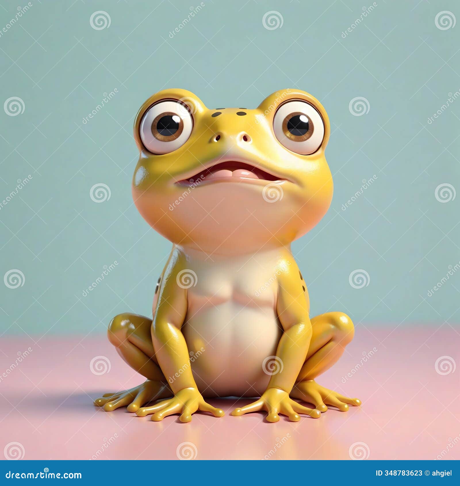 Cute Yellow Frog with Big Eyes Sitting on a Pink Surface Stock ...