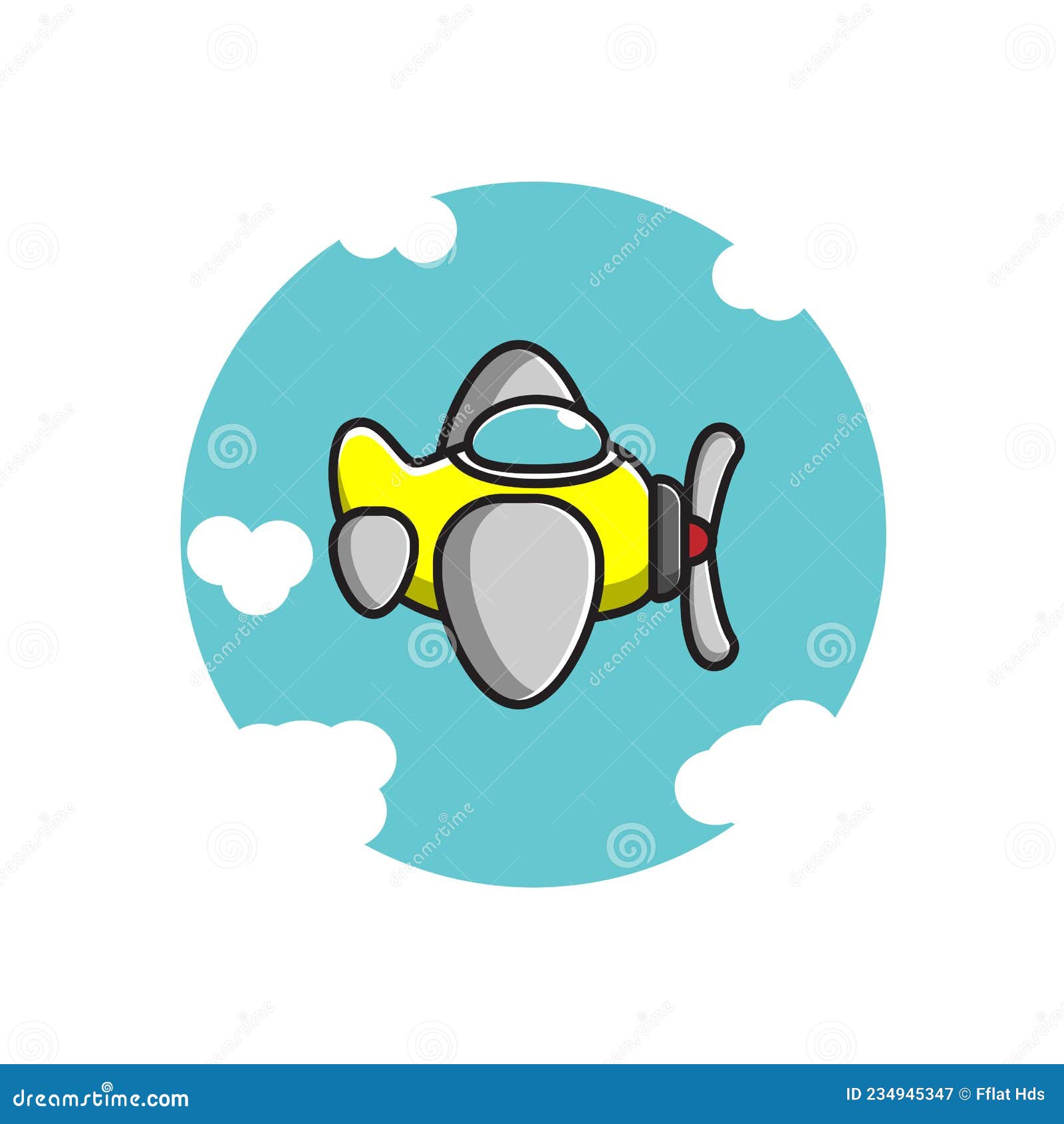 Cute yellow plane vector stock vector. Illustration of background ...