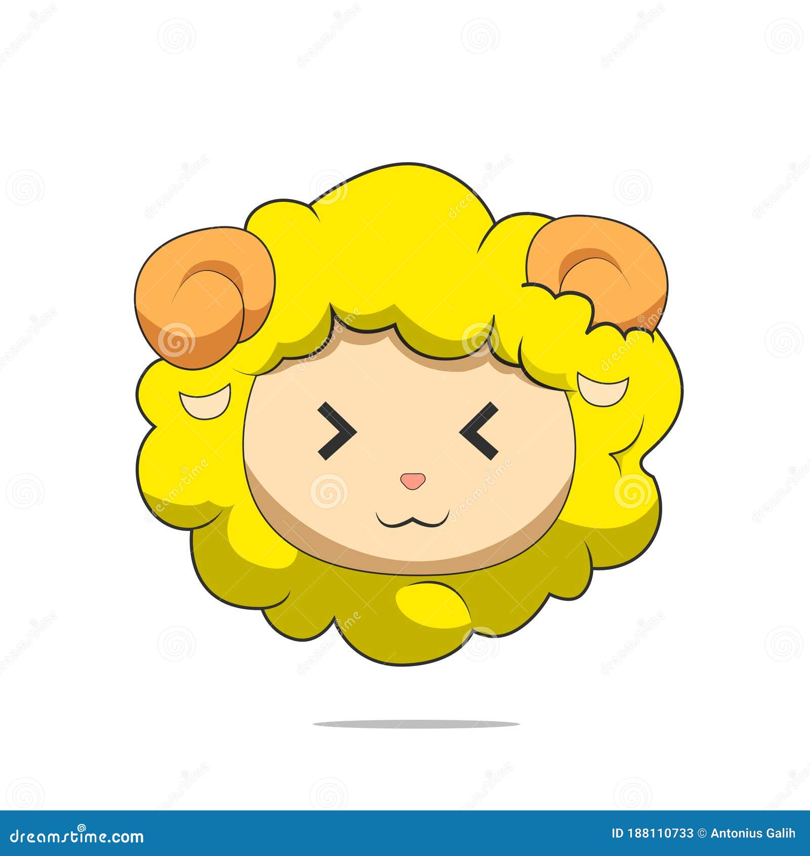 Cute Yellow Sheep Looks Happy. Sheep Character Vector Design Stock ...