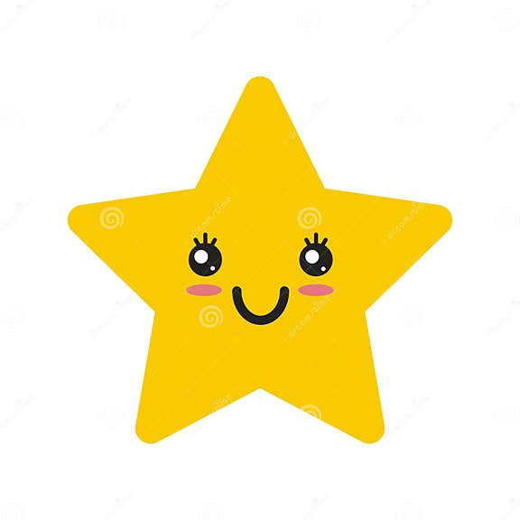 Cute Yellow Star with a Face. Vector. Stock Vector - Illustration of ...
