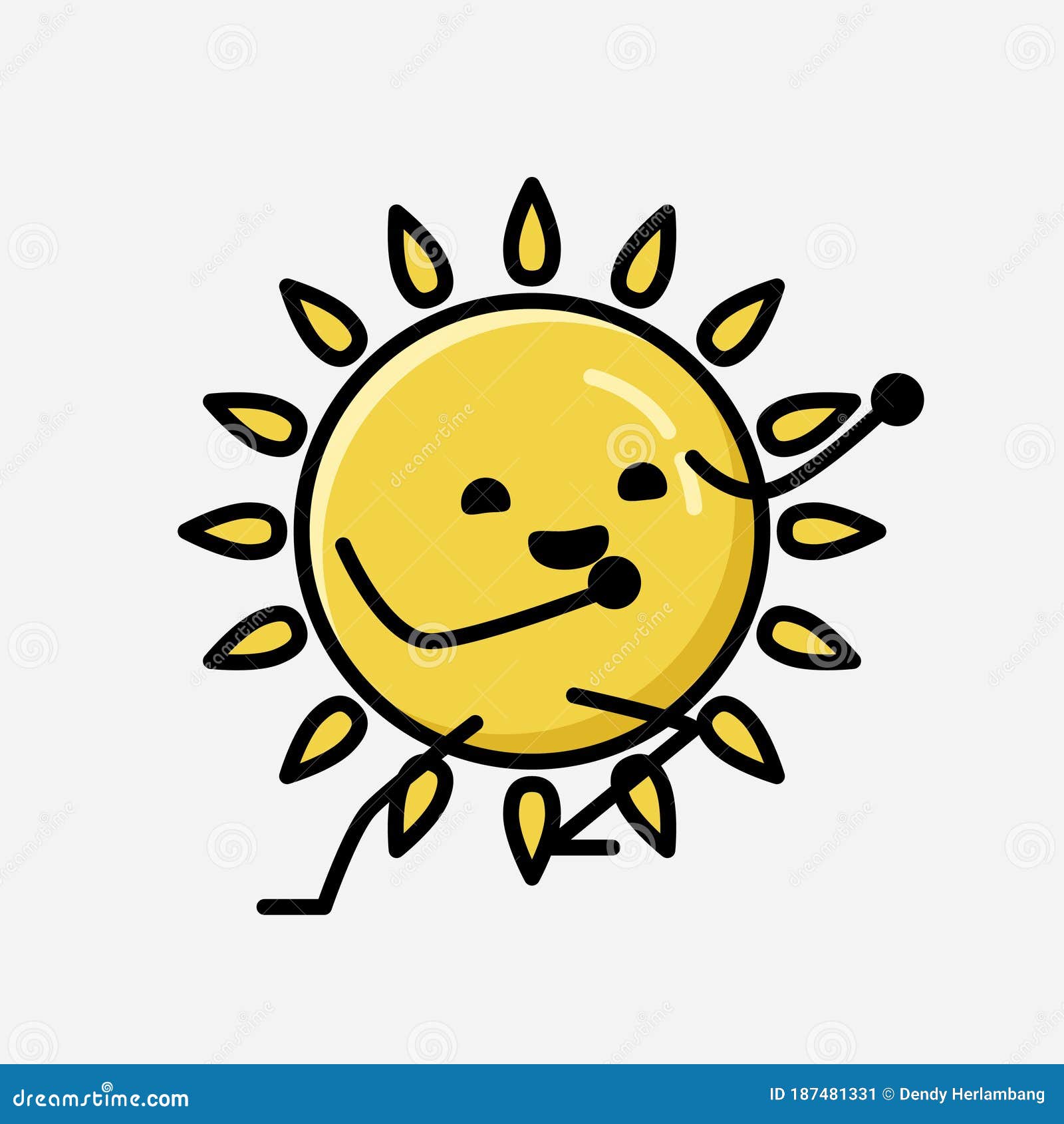 Cute Yellow Sun Mascot Vector Character in Flat Design Style Stock ...