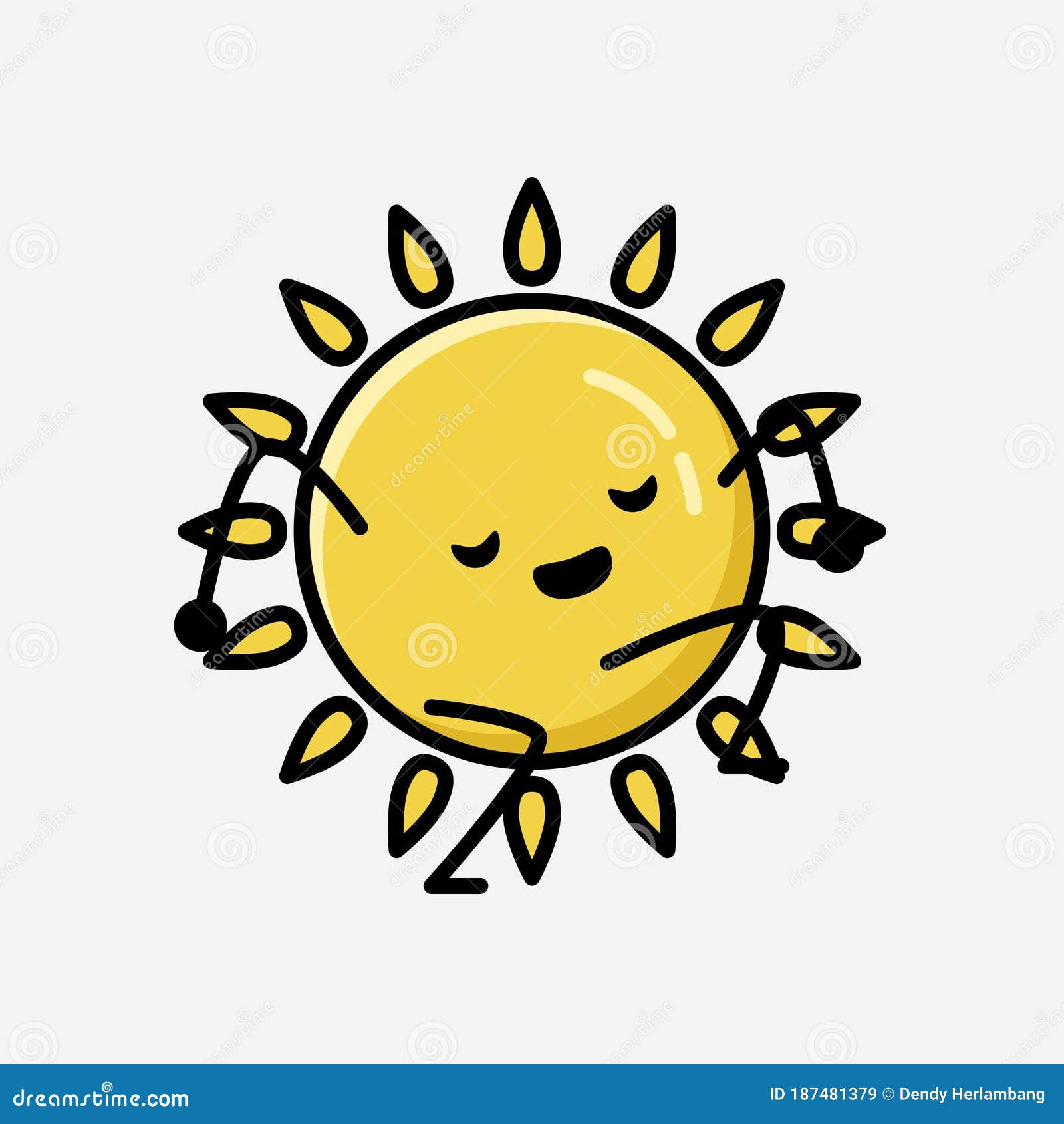 Cute Yellow Sun Mascot Vector Character in Flat Design Style Stock ...