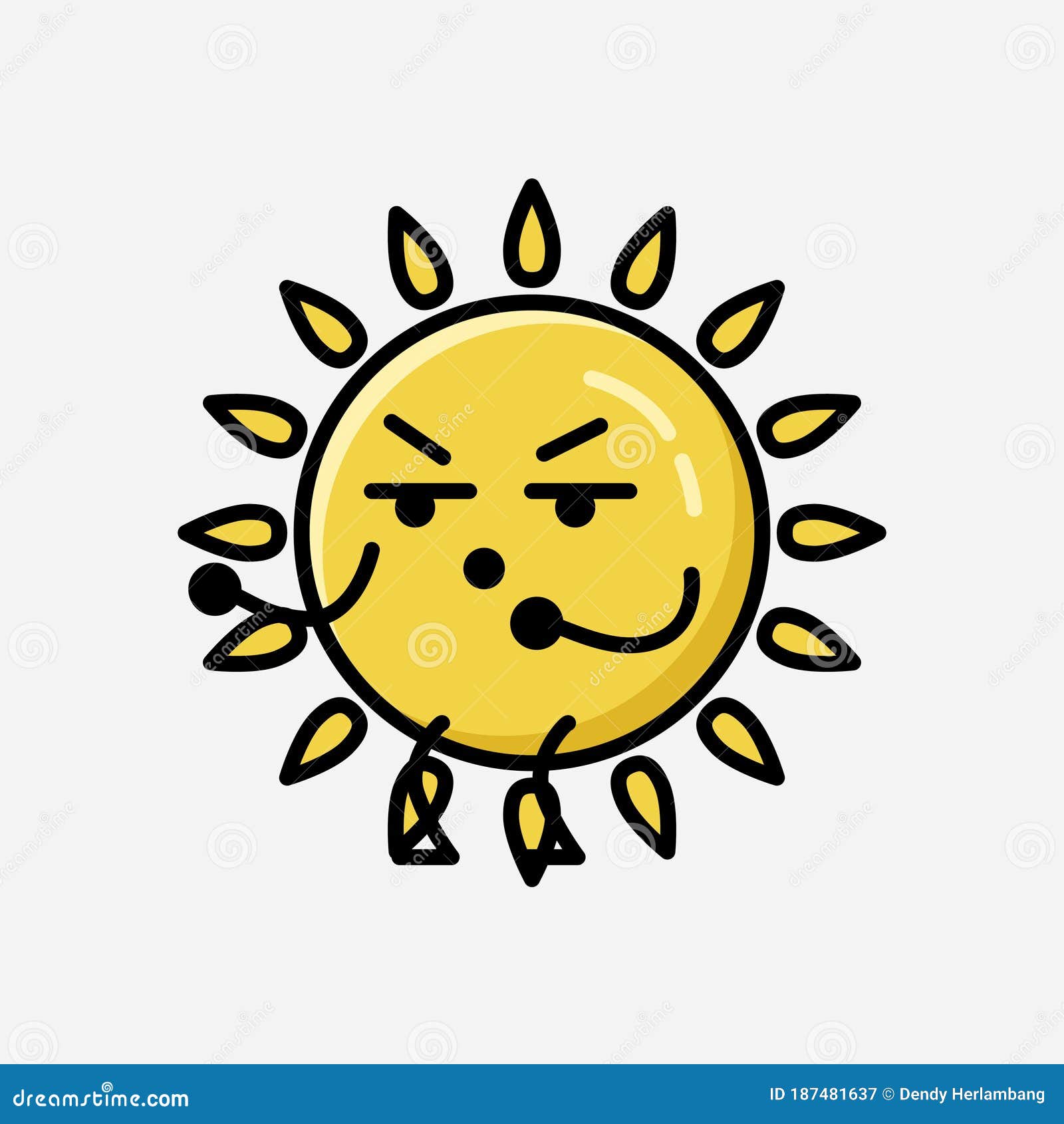 Cute Yellow Sun Mascot Vector Character in Flat Design Style Stock ...