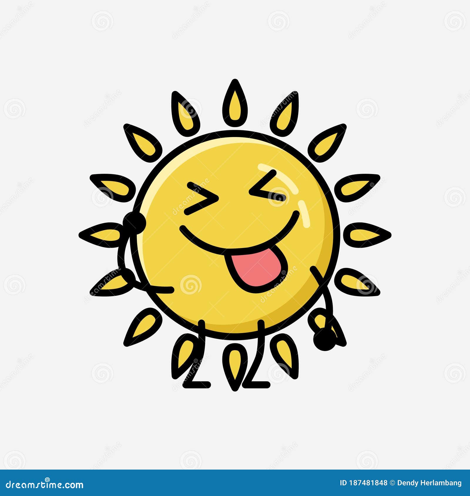 Cute Yellow Sun Mascot Vector Character in Flat Design Style Stock ...