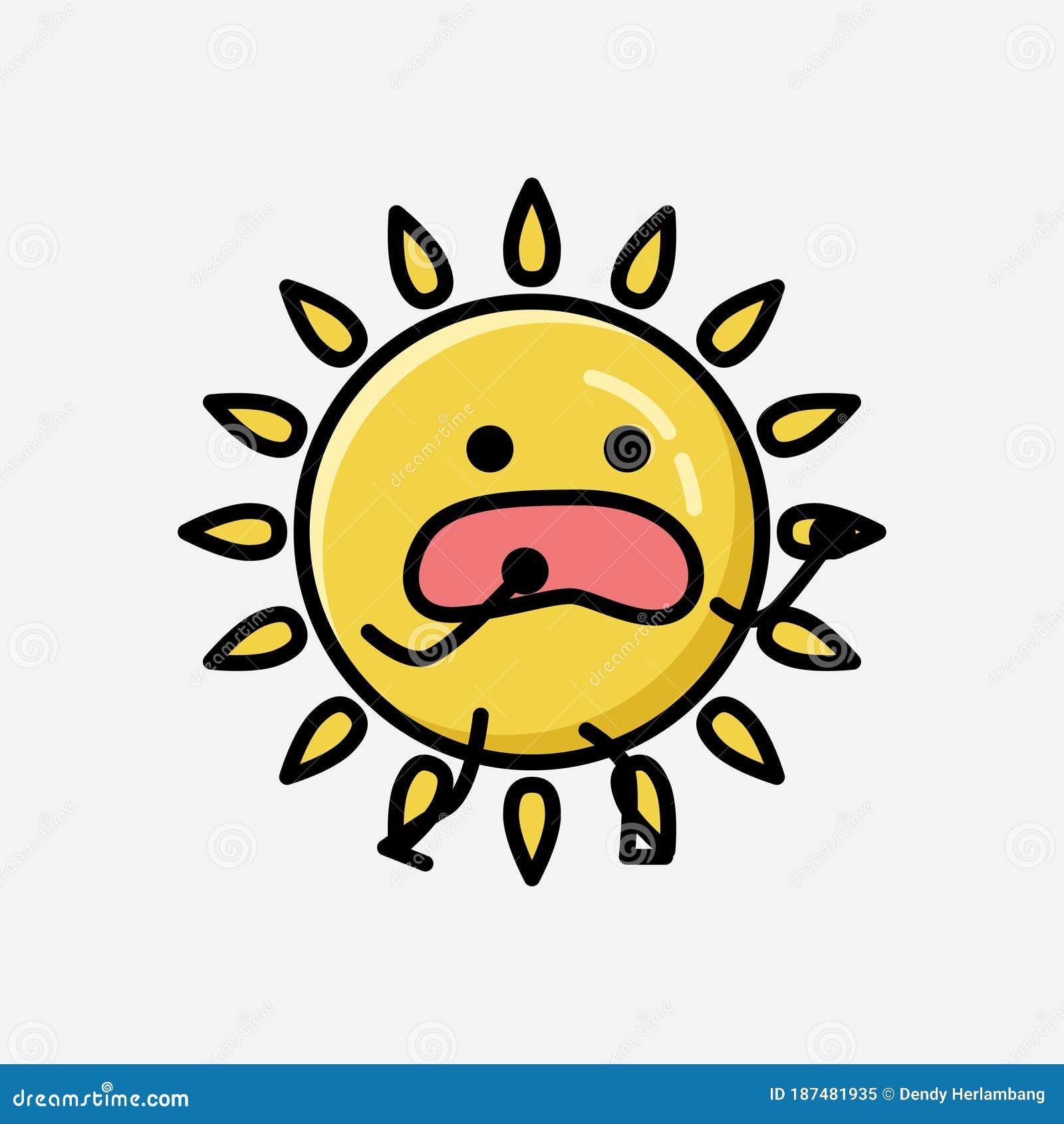 Cute Yellow Sun Mascot Vector Character in Flat Design Style Stock ...