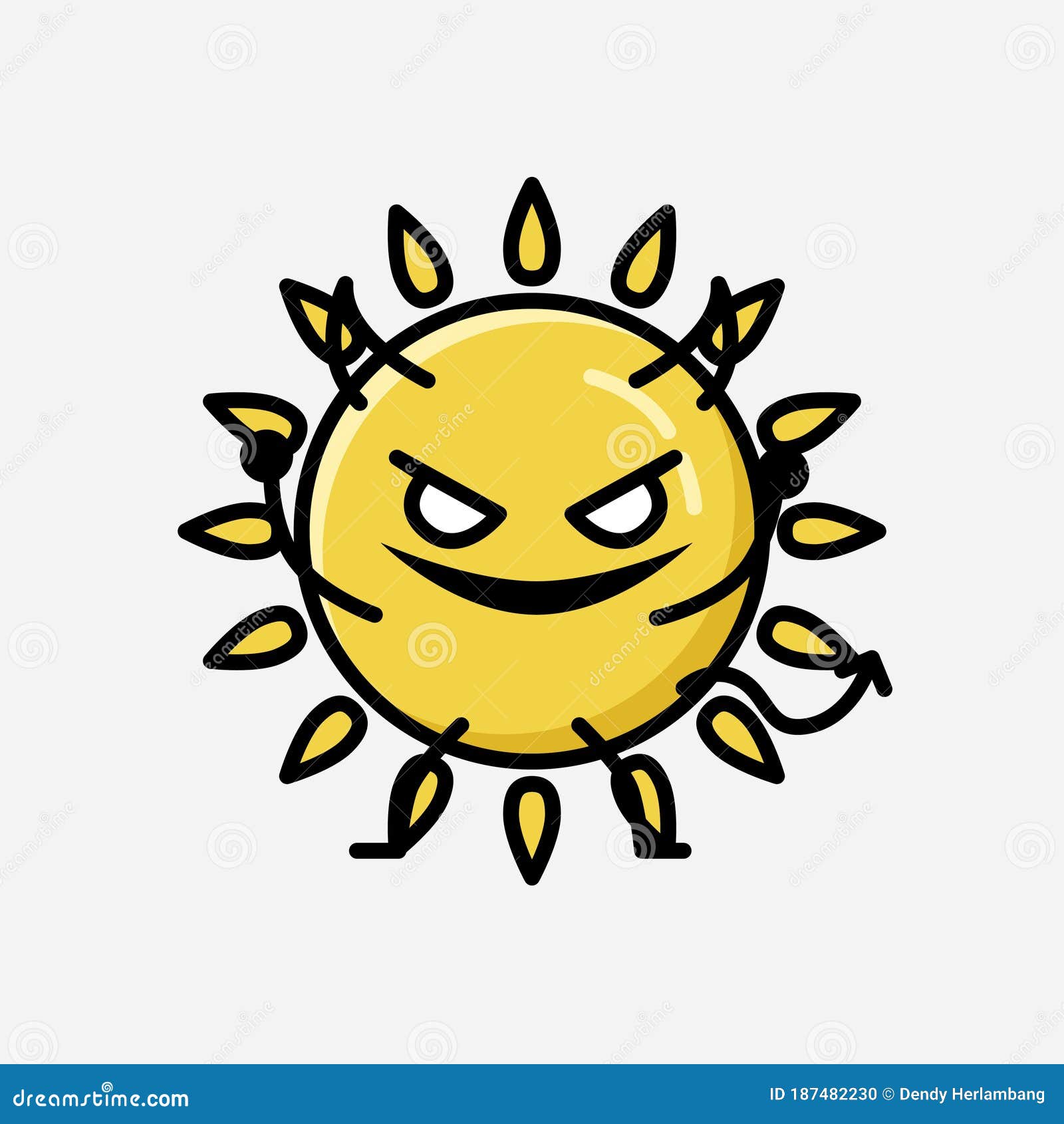 Cute Yellow Sun Mascot Vector Character in Flat Design Style Stock ...