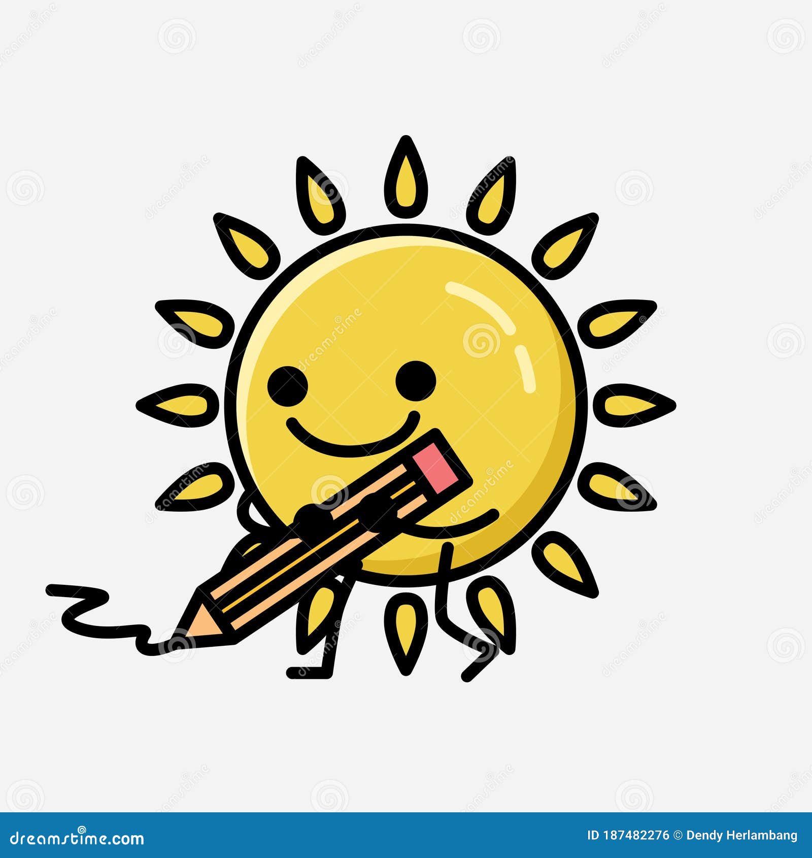 Cute Yellow Sun Mascot Vector Character in Flat Design Style Stock ...