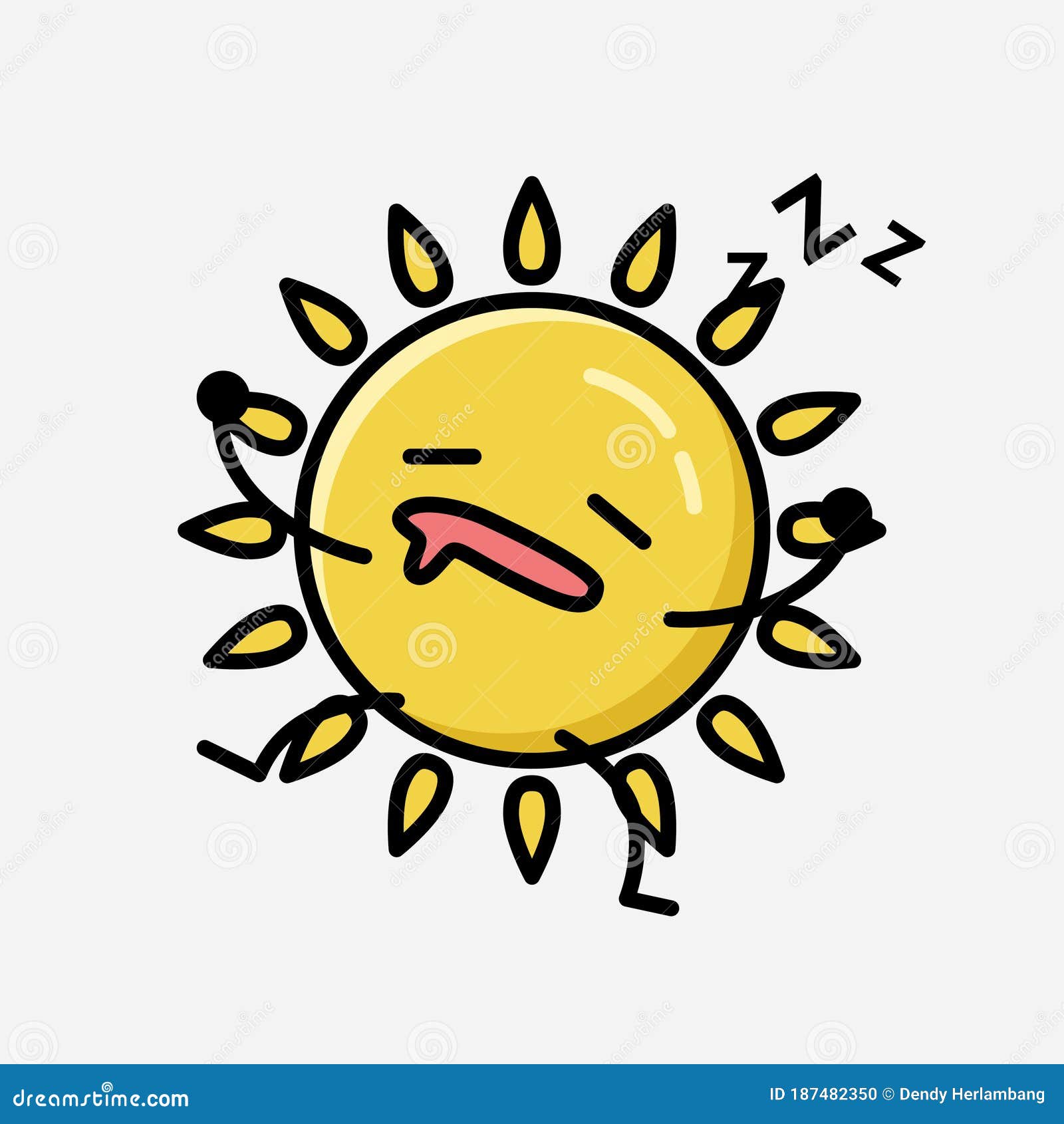 Cute Yellow Sun Mascot Vector Character in Flat Design Style Stock ...