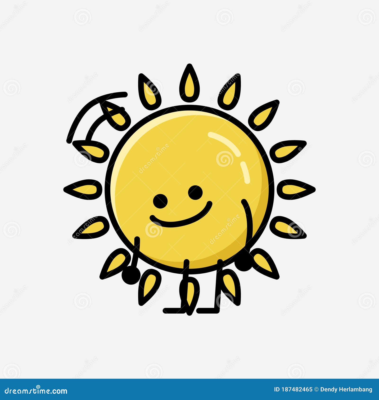 Cute Yellow Sun Mascot Vector Character in Flat Design Style Stock ...