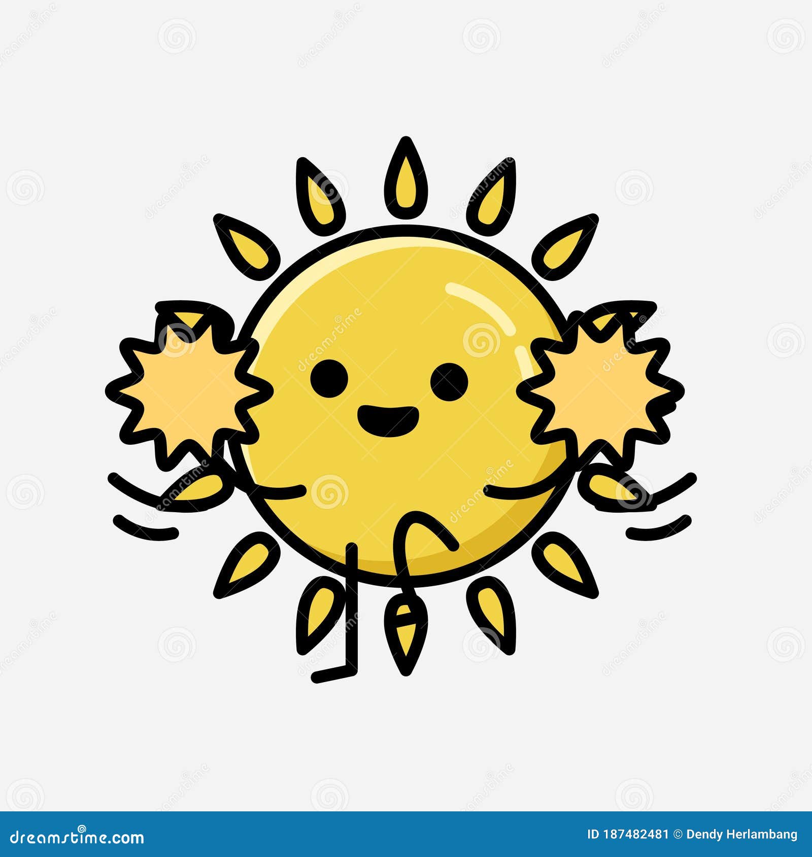 Cute Yellow Sun Mascot Vector Character in Flat Design Style Stock ...