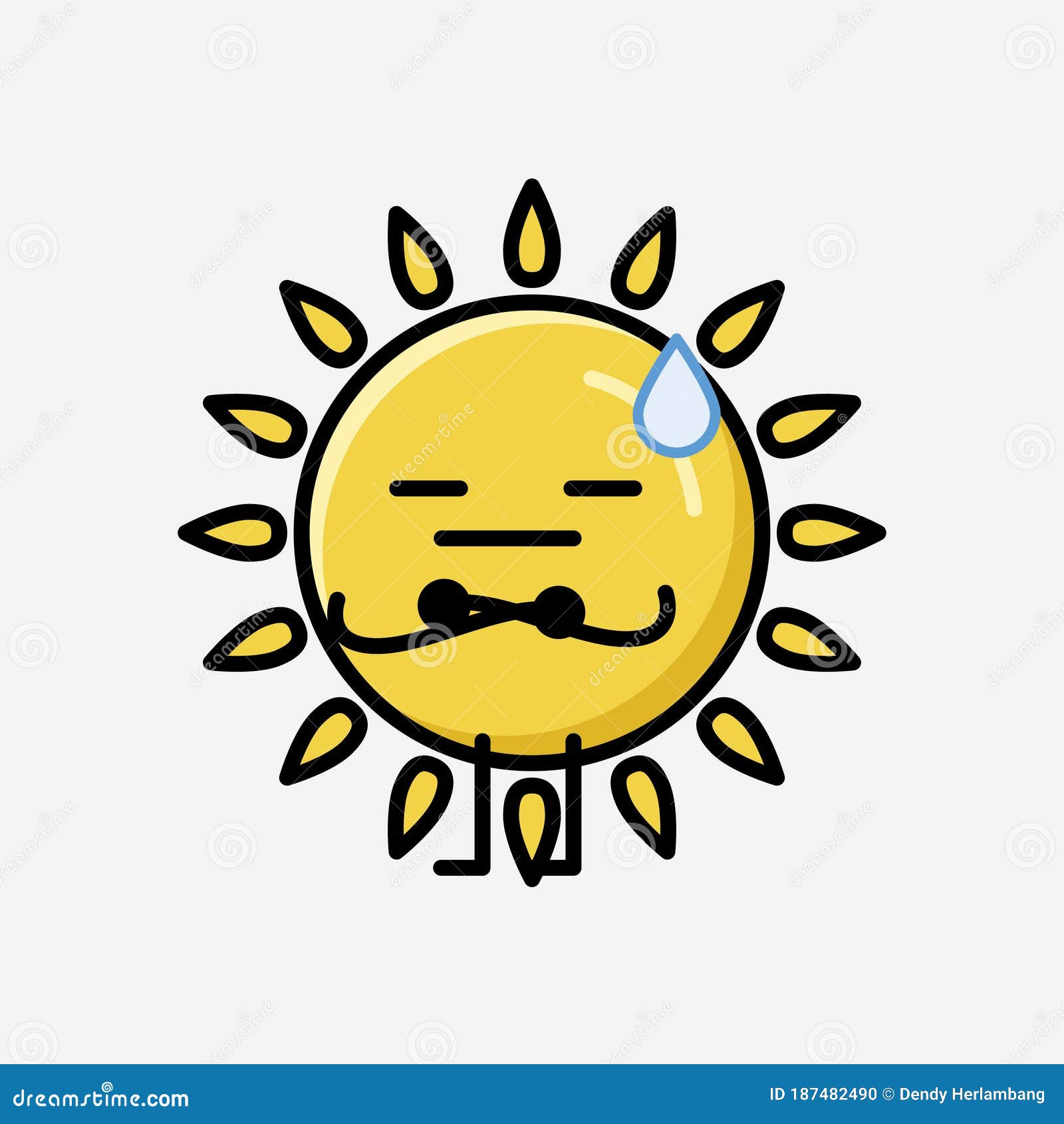 Cute Yellow Sun Mascot Vector Character in Flat Design Style Stock ...