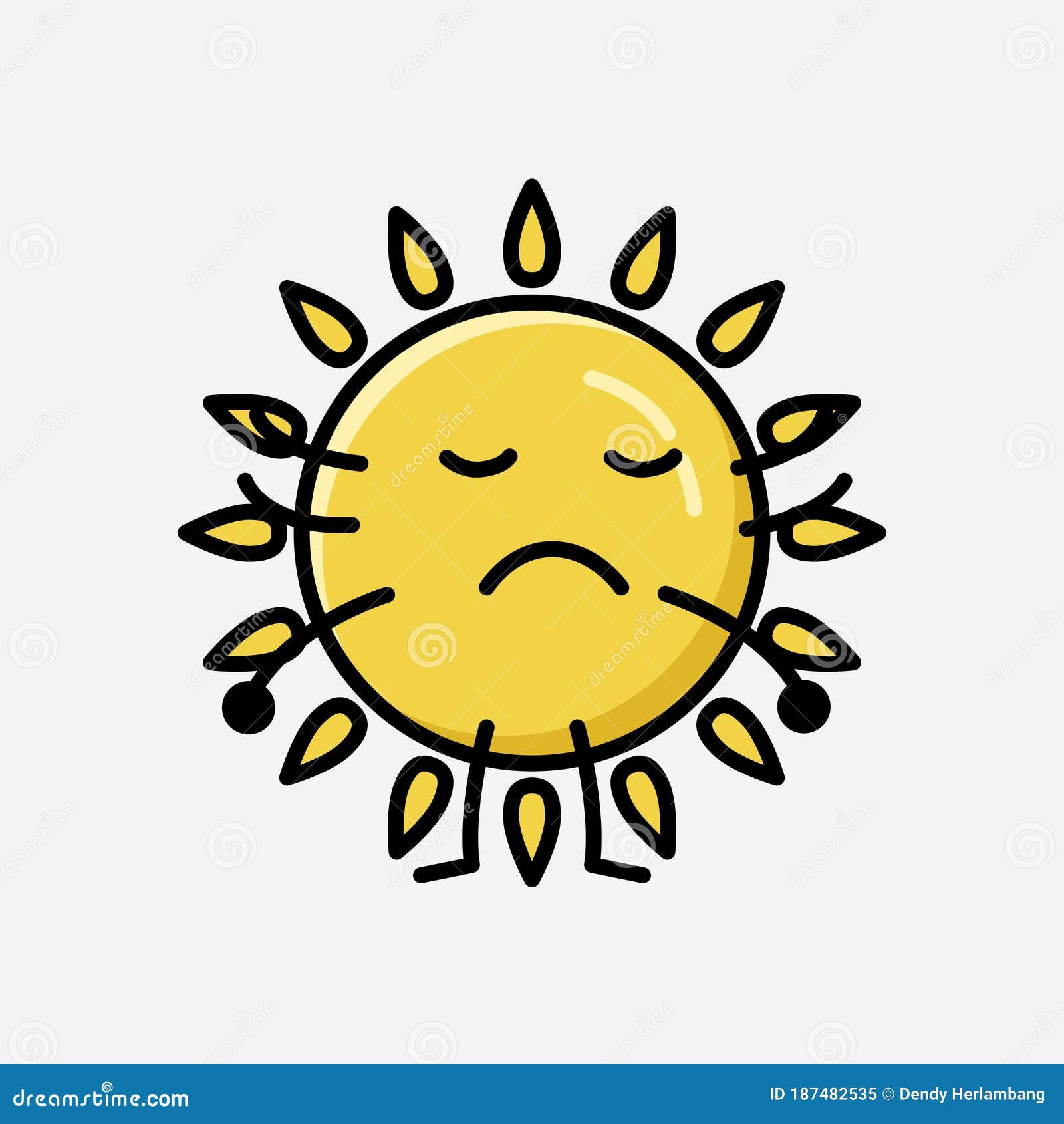 Cute Yellow Sun Mascot Vector Character in Flat Design Style Stock ...