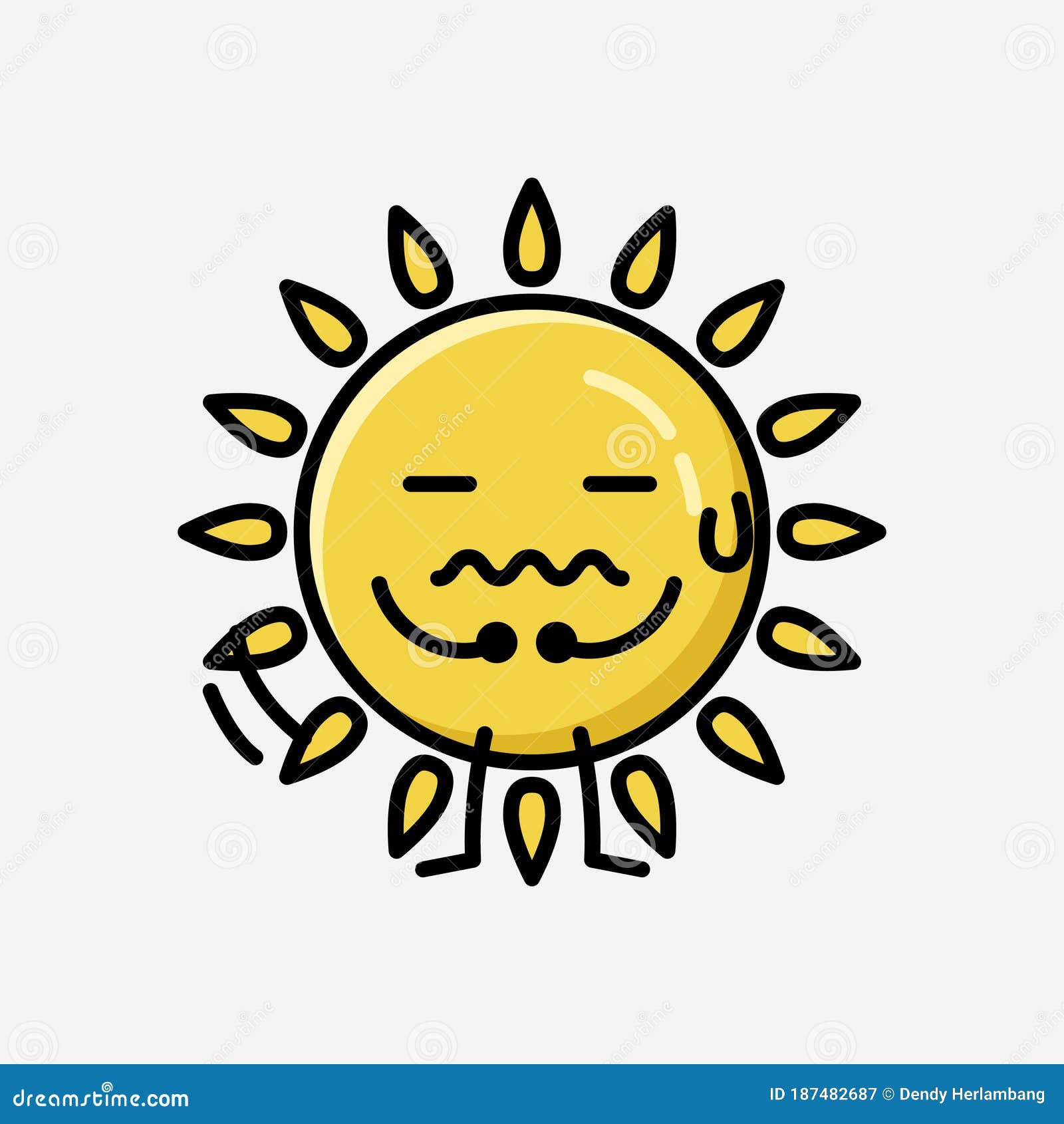 Cute Yellow Sun Mascot Vector Character in Flat Design Style Stock ...