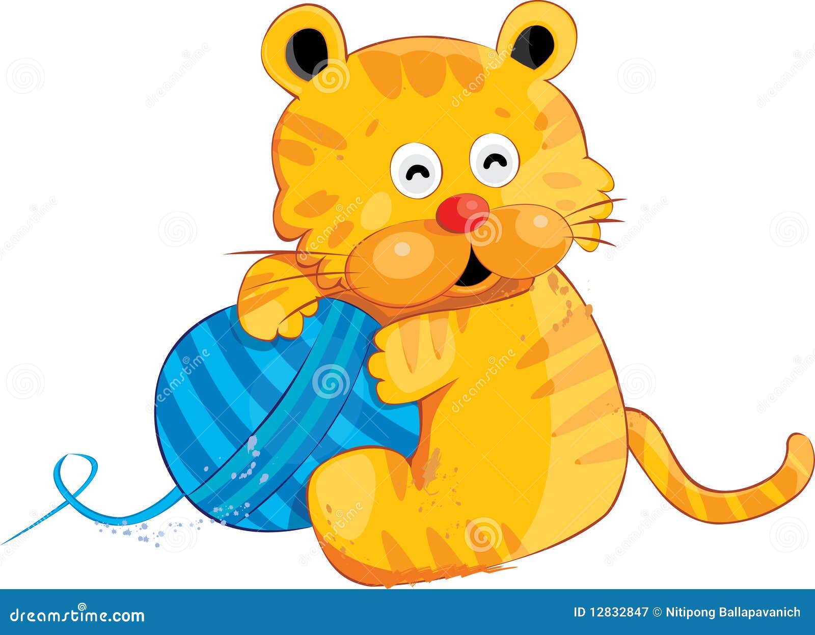 Cute Yellow Tiger Vector stock vector. Illustration of tigress - 12832847