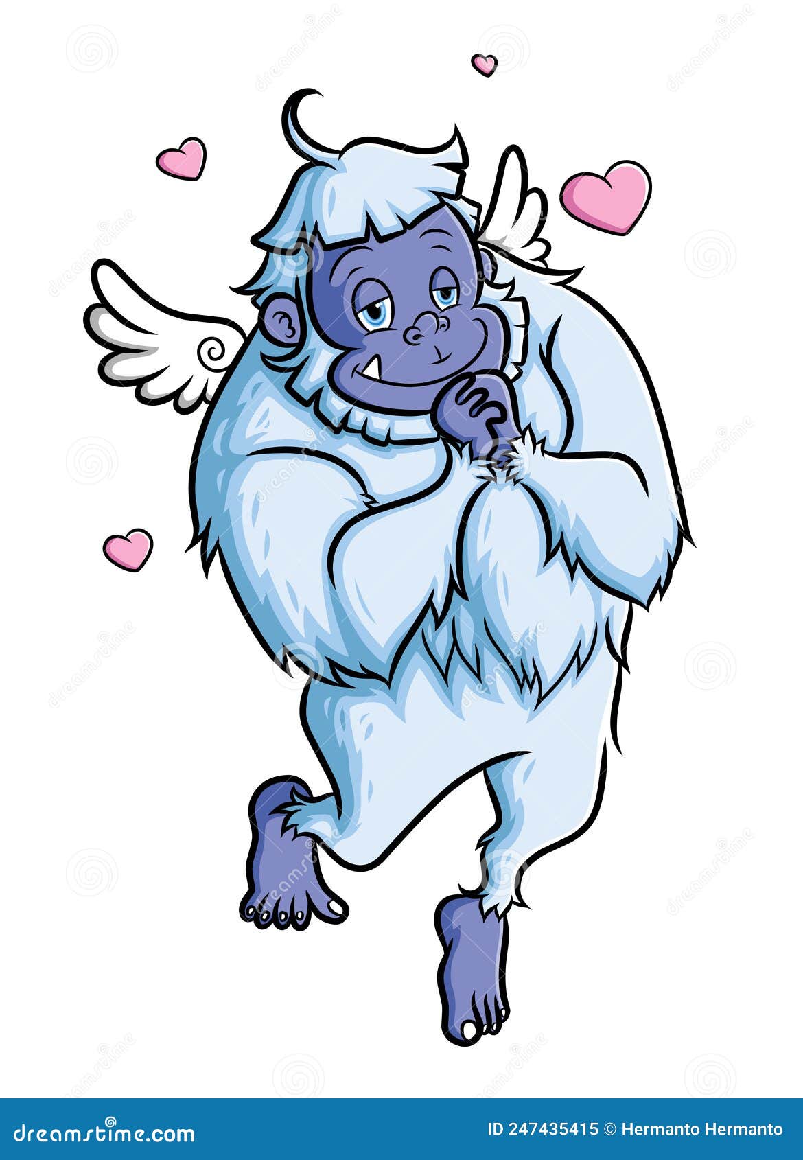 The Cute Yeti is Feeling Love and Flying Stock Vector - Illustration of ...