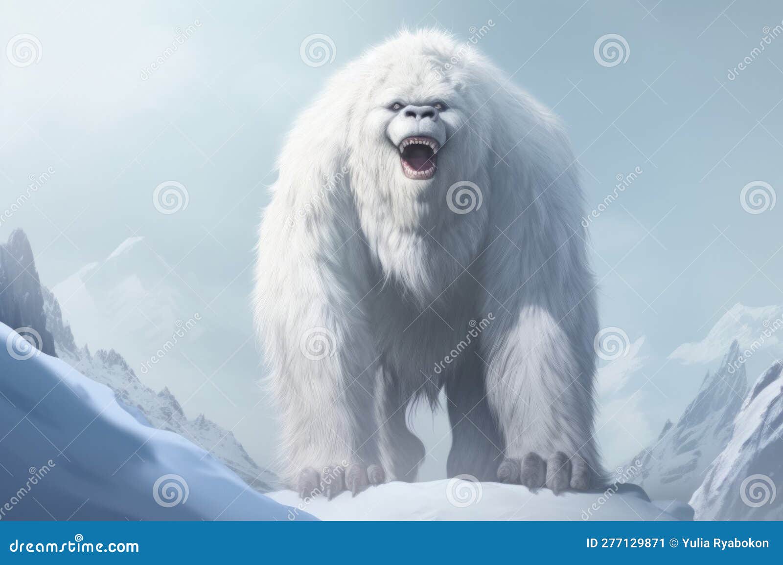 Cute Yeti Snowy Mountain. Generate Ai Stock Illustration - Illustration ...