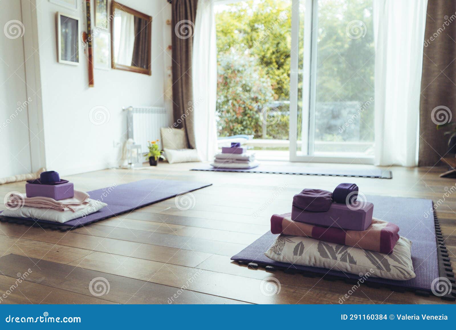 Cute Yoga Studio with Mats on the Floor Stock Photo - Image of ...