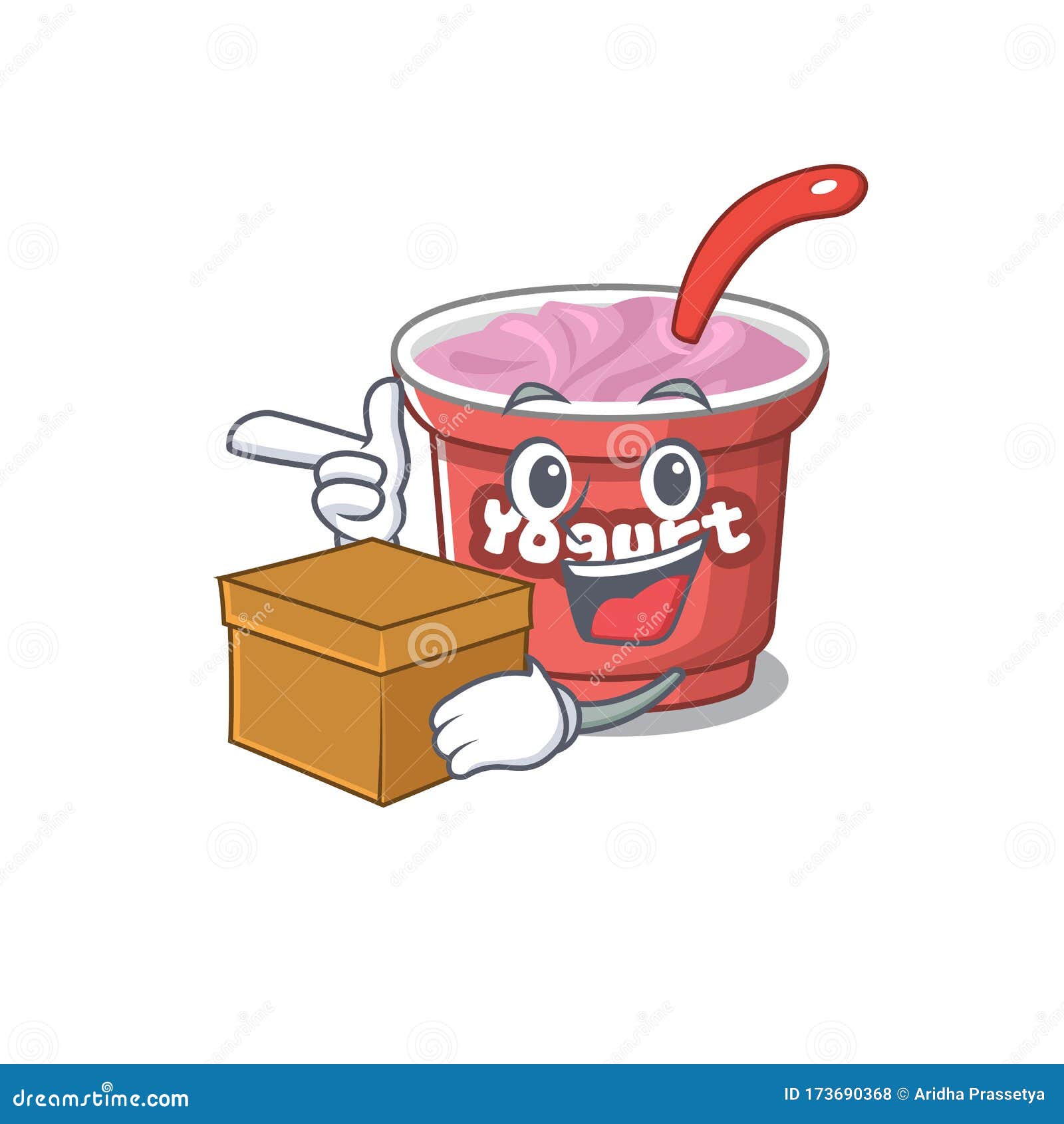 Cute Yogurt Cartoon in the Character Having a Box Stock Vector ...
