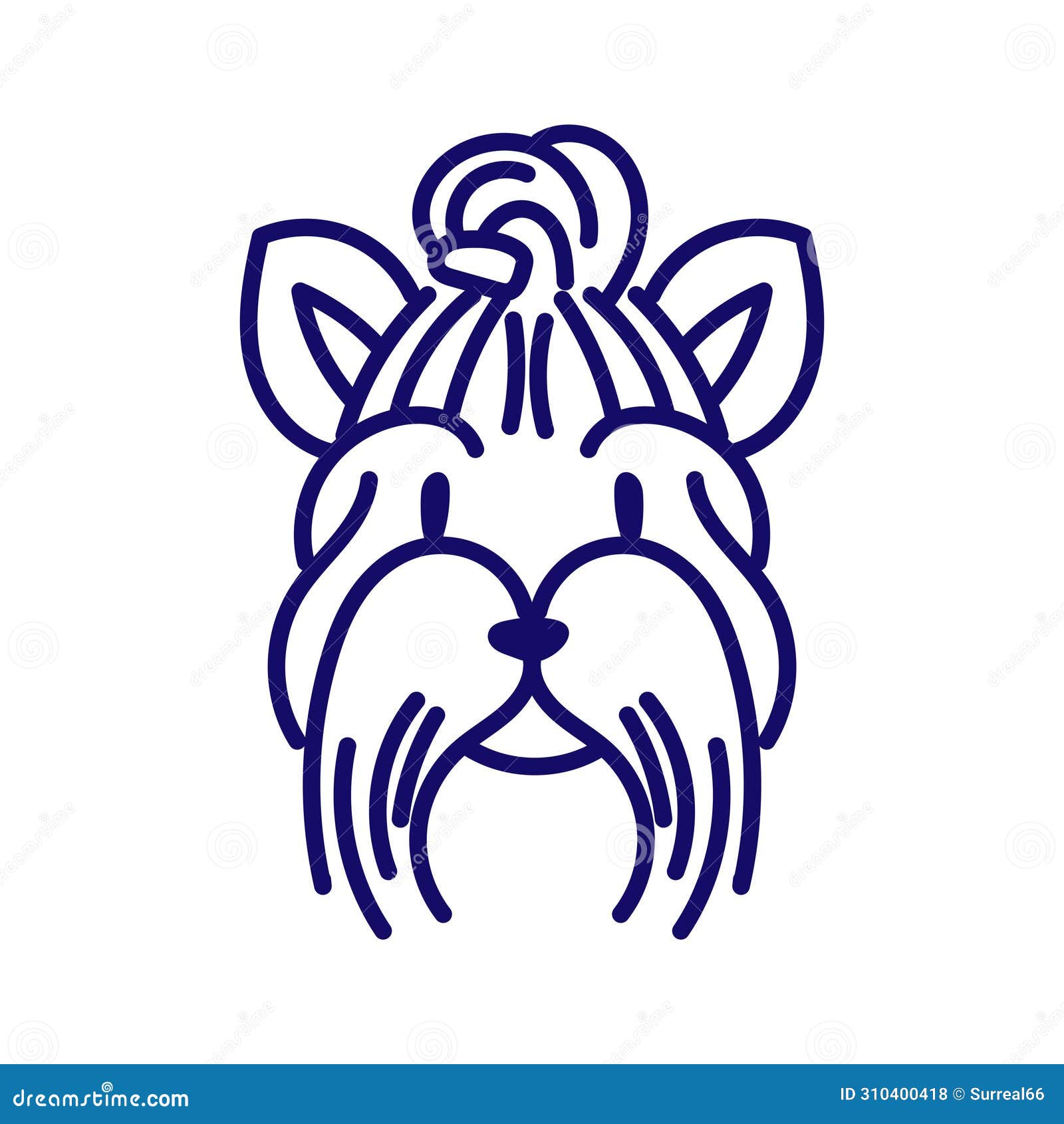 Cute Yorkshire Terrier Line Drawing Isolated on White Background Stock ...