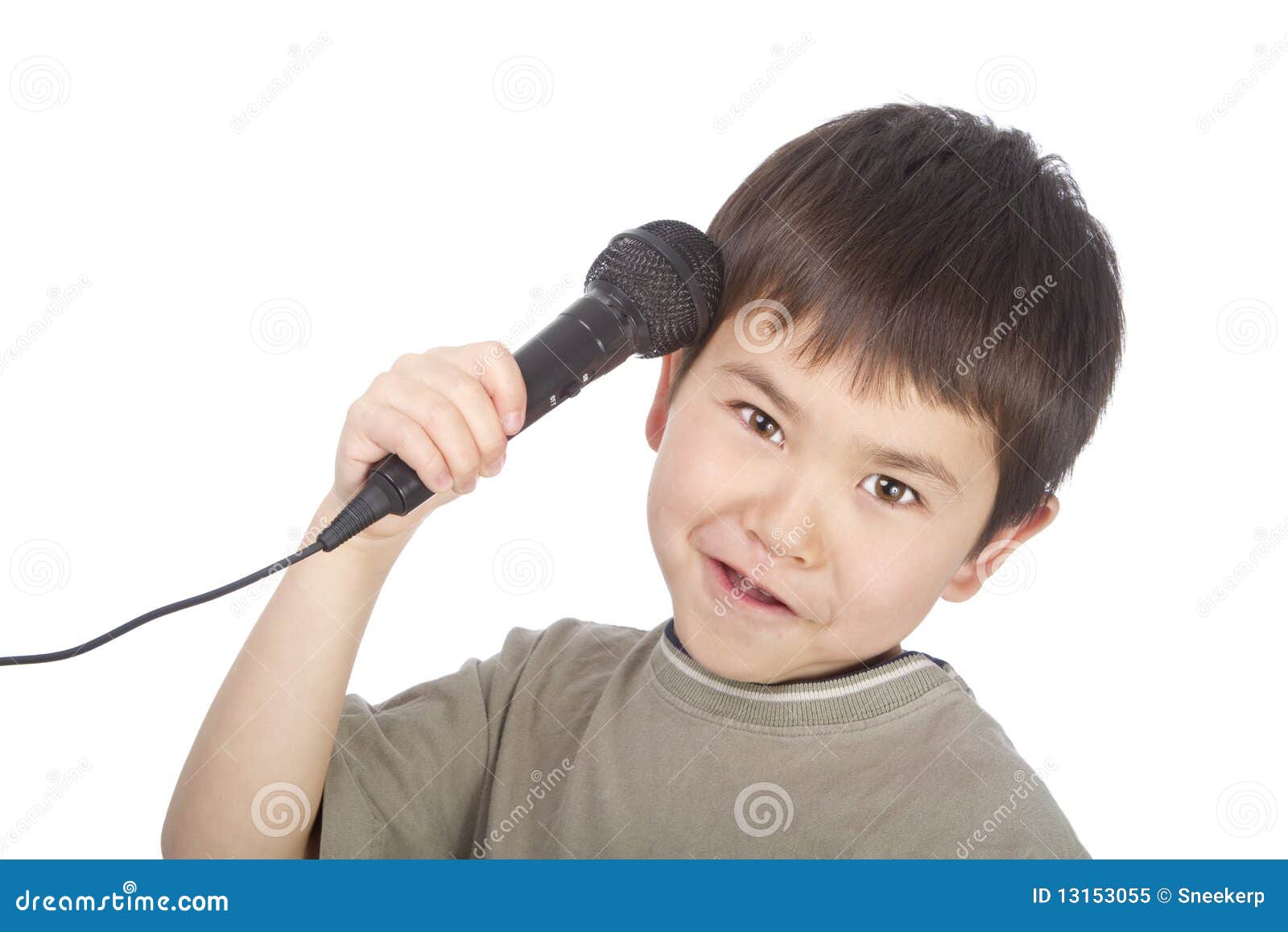 Cute Young Asian Boy with Microphone Stock Image - Image of head, cord ...