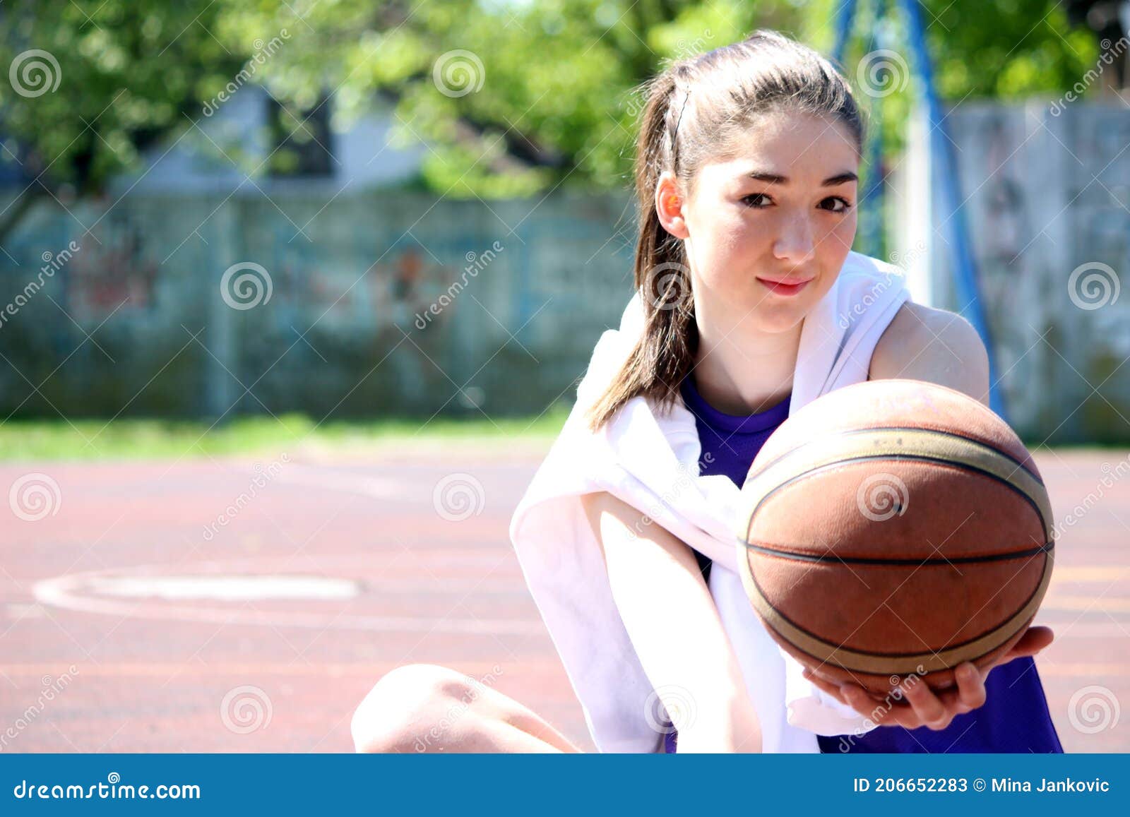 Cute Young Basketball Player Stock Image - Image of adult, street ...