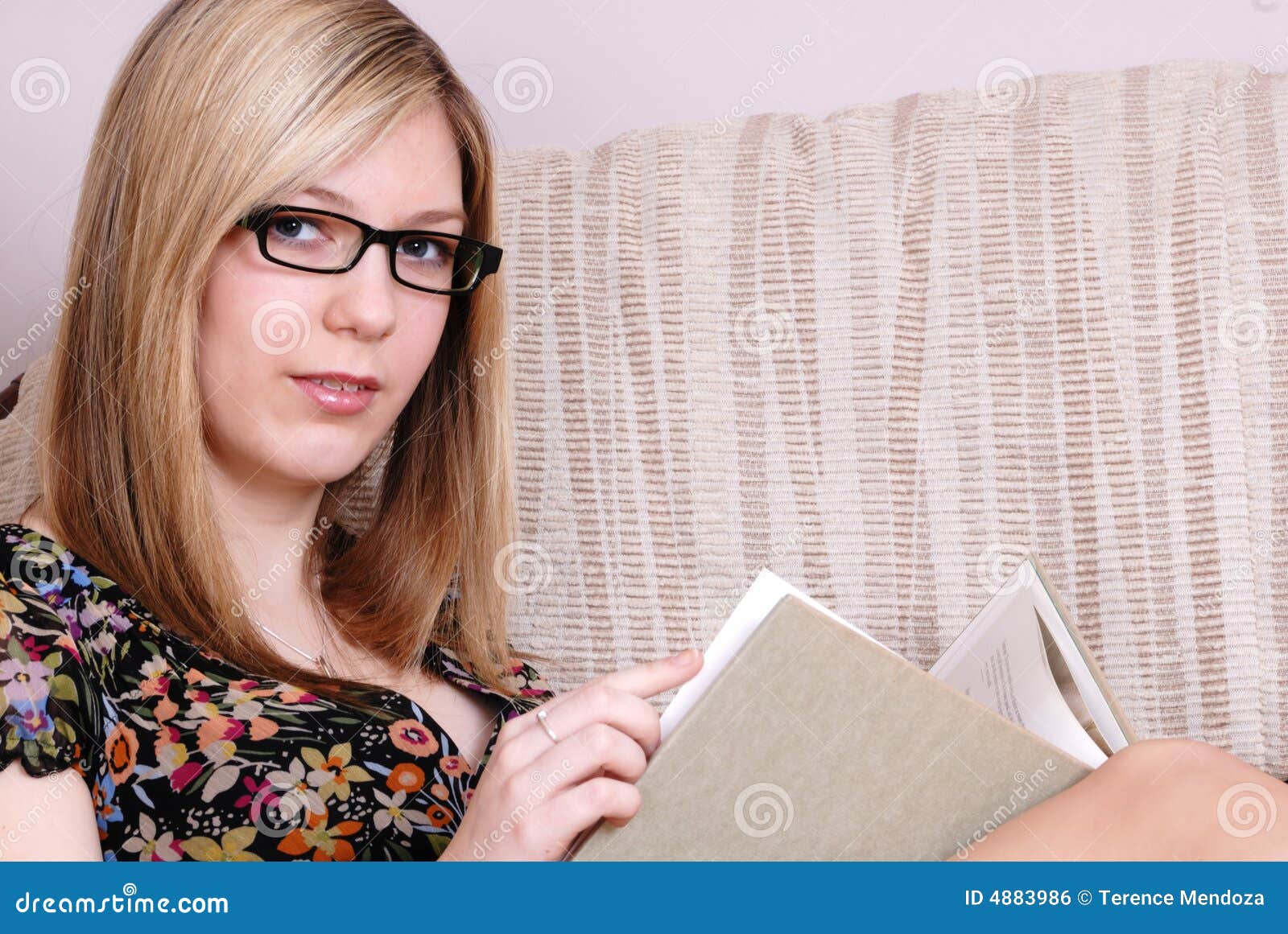 Cute young blonde student stock photo. Image of dress - 4883986