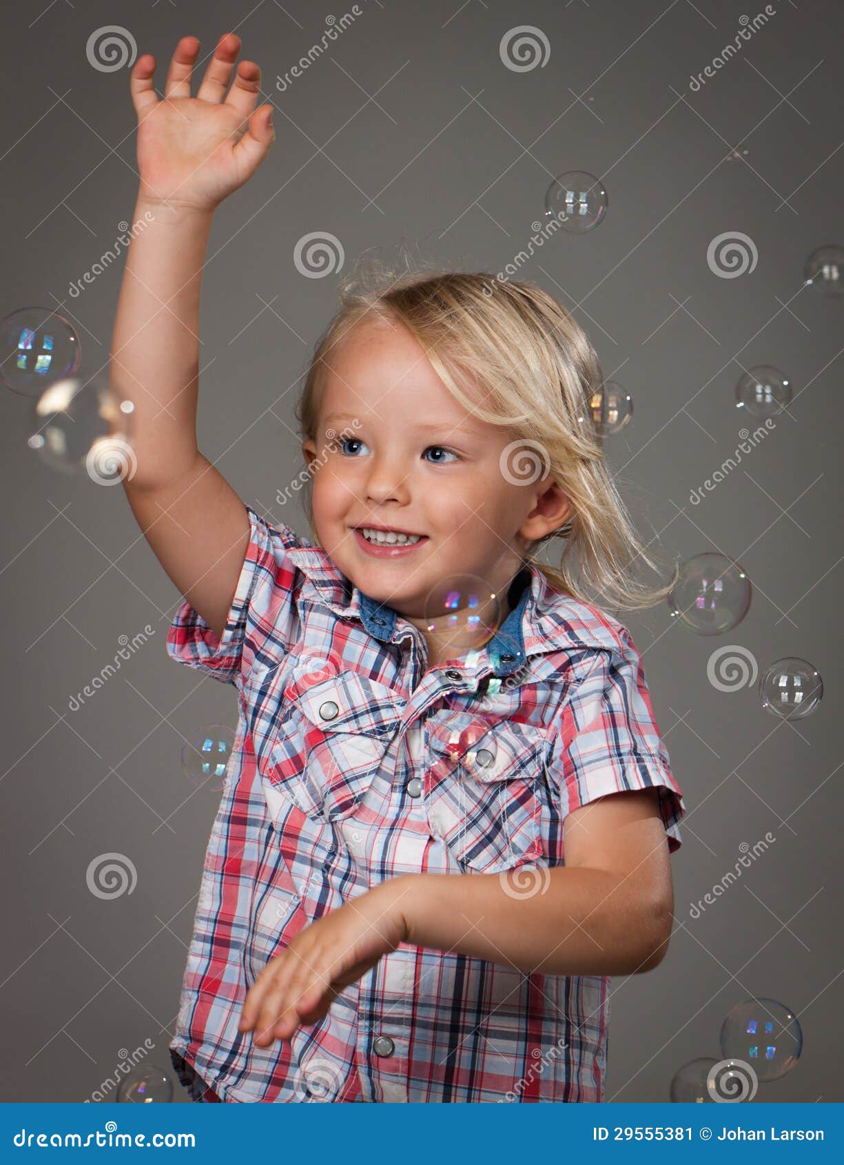 Cute Young Boy Catching Bubbles Stock Image - Image of play, child ...
