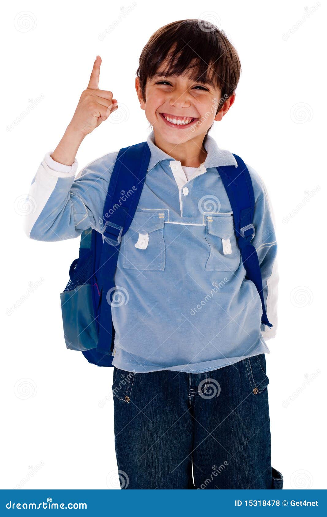 Cute Young Boy Pointing Upwards Stock Photo - Image of copy, point ...